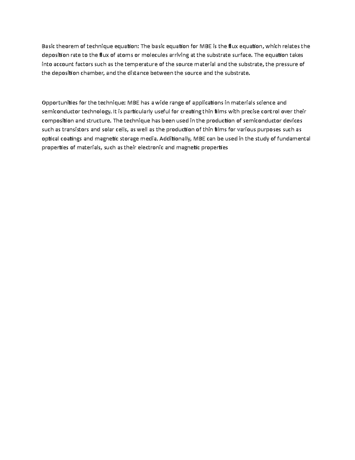 Basic theorem of Molecular Beam MBE - Basic theorem of technique ...