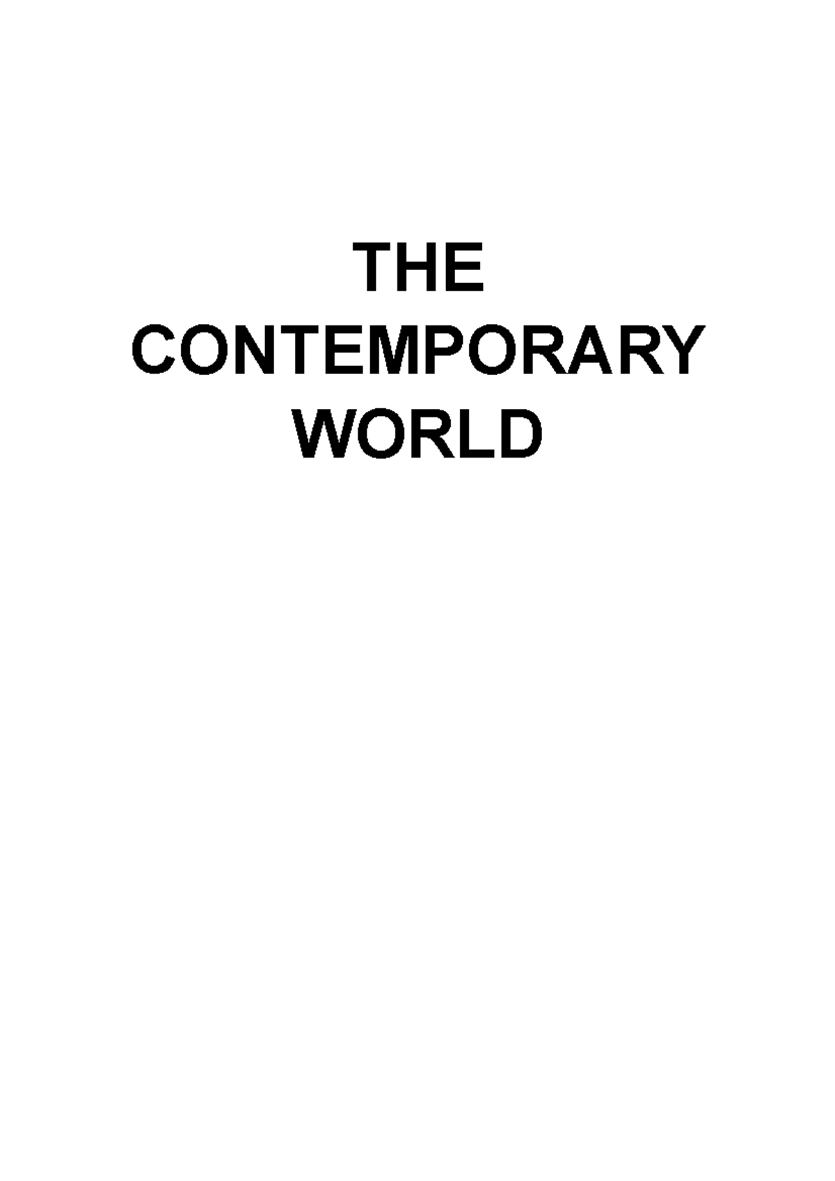 THE Contemporary World - THE CONTEMPORARY WORLD GUIDE QUESTIONS Compare ...