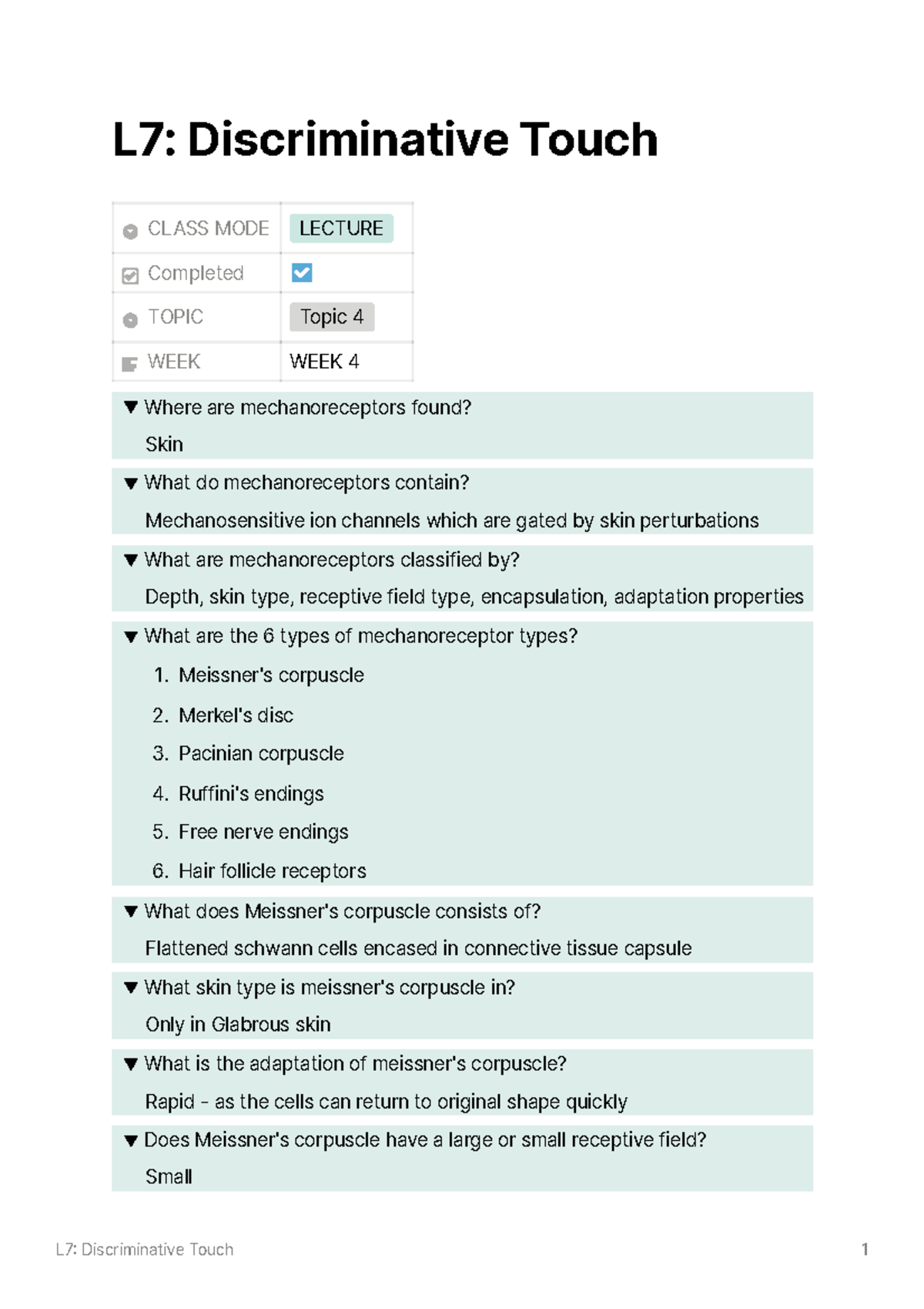L7 Discriminative Touch - L7: Discriminative Touch CLASS MODE LECTURE ...
