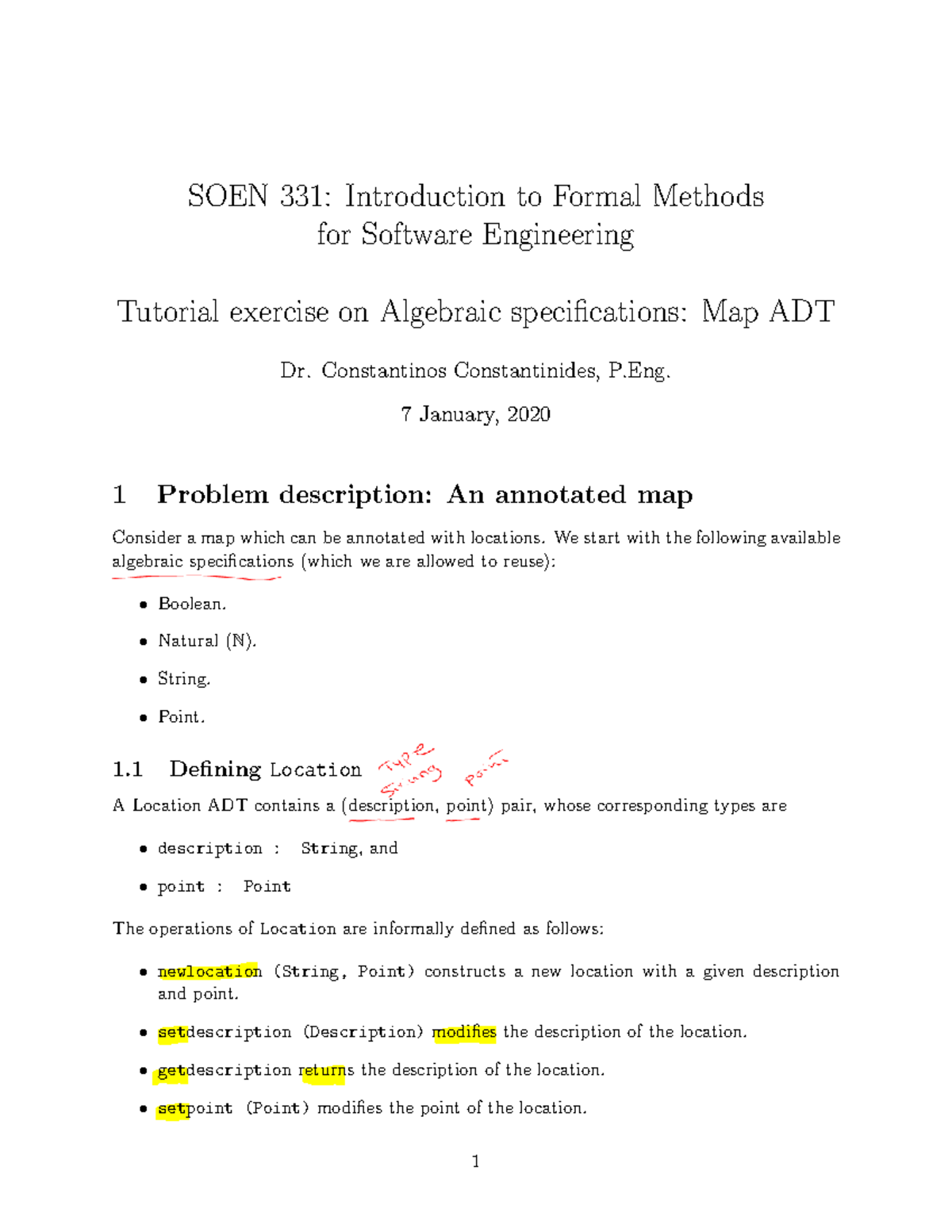 Toturial 4 algebraic specifications map - SOEN 331: Introduction to Formal Methods for Software ...