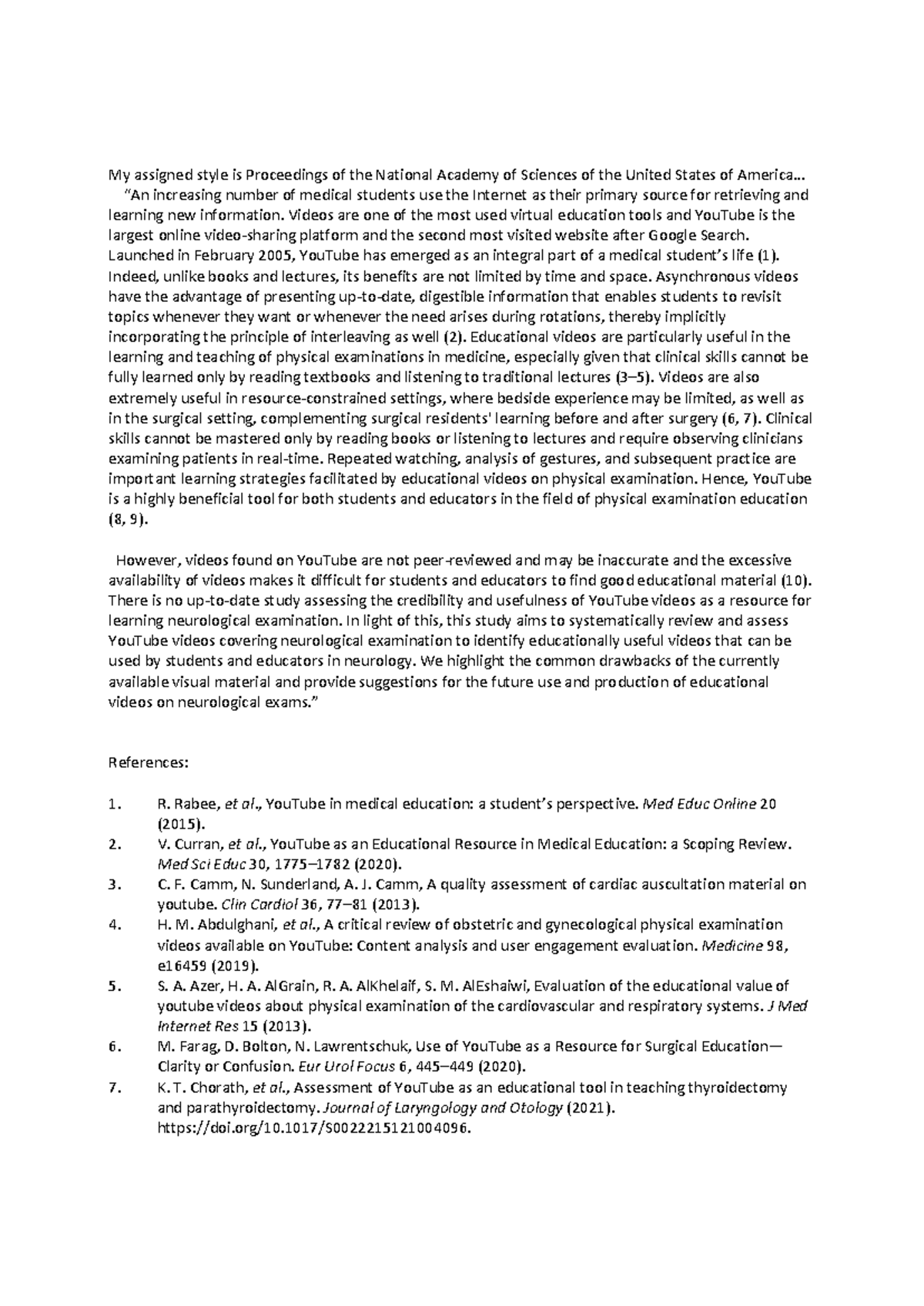 Mendelely-bio - Citation assignment - My assigned style is Proceedings ...