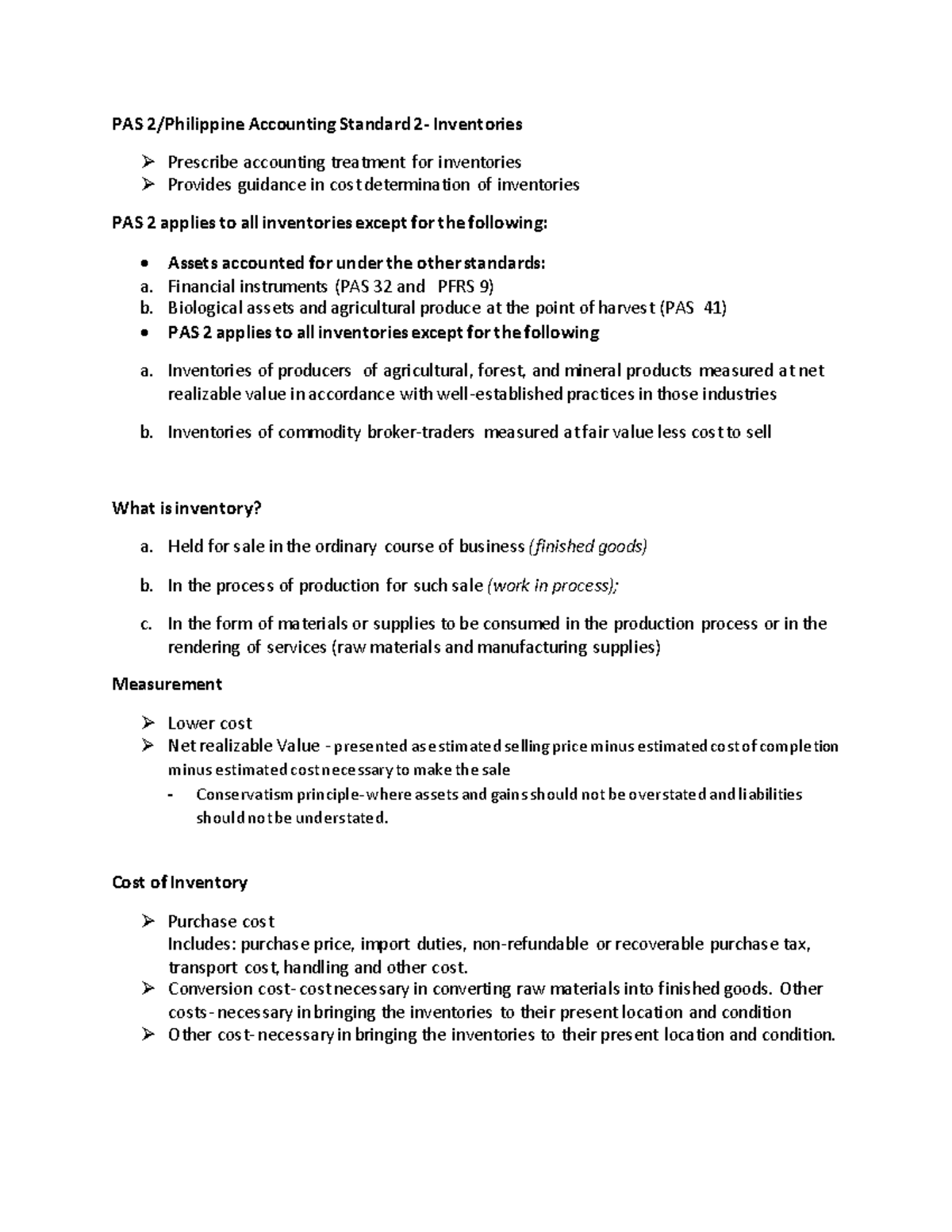PAS 2-Inventory - Conceptual Framework and Accounting Standards - PAS 2 ...