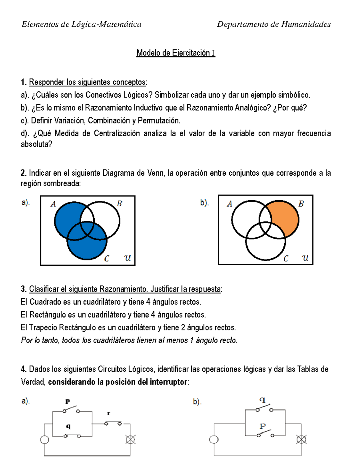 Modelo de Examen - Elementos de Lógica-Matemática Departamento de ...