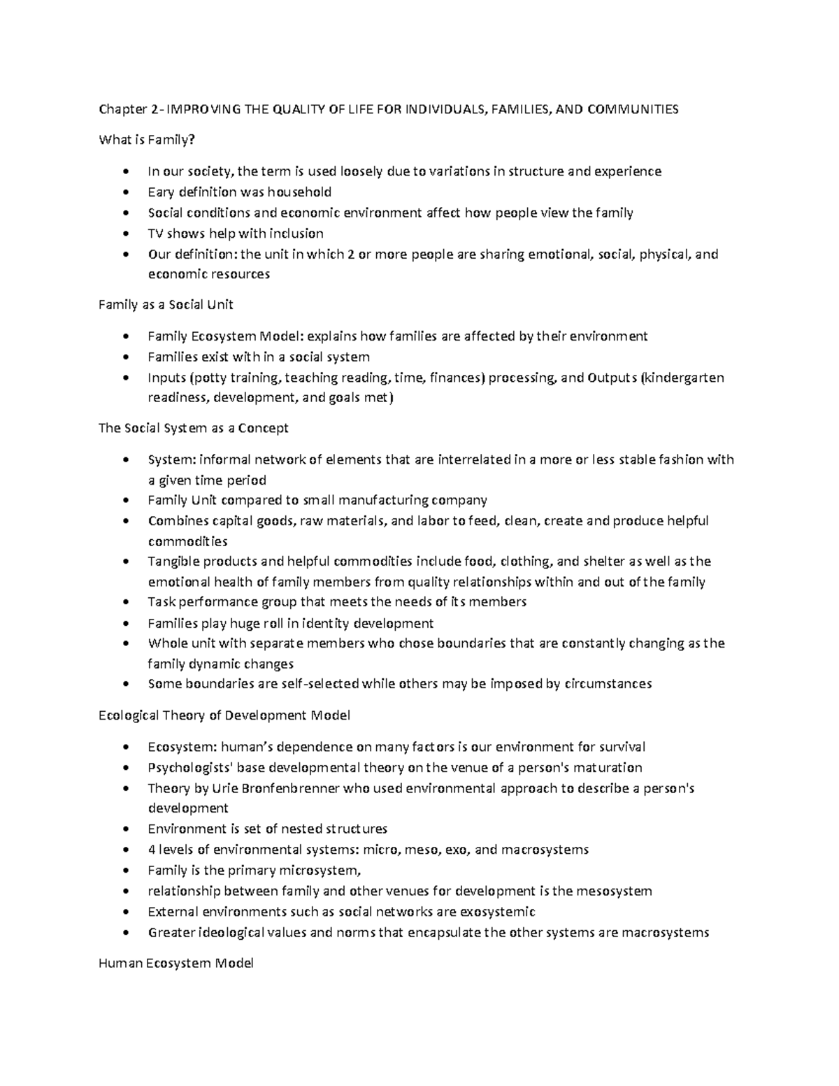 Human Ecology 2 - Chapter 2- IMPROVING THE QUALITY OF LIFE FOR ...