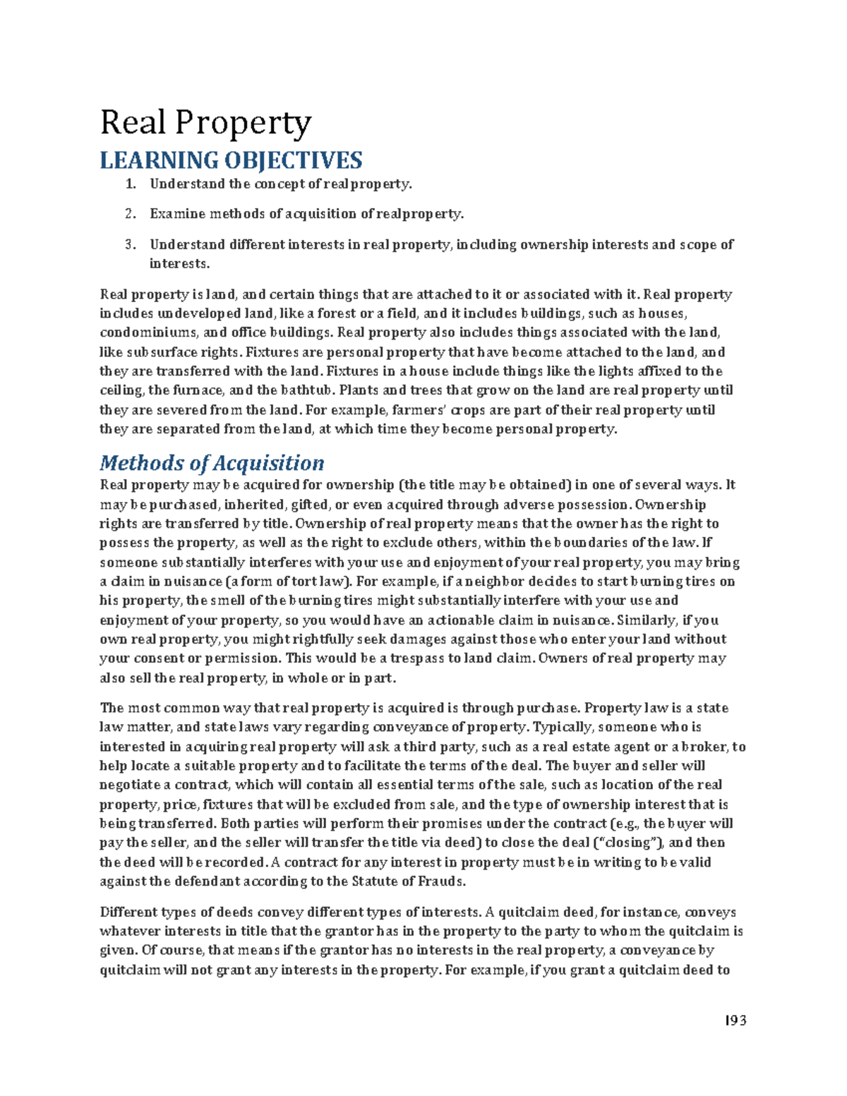 Real Property reading - Real Property LEARNING OBJECTIVES Understand ...