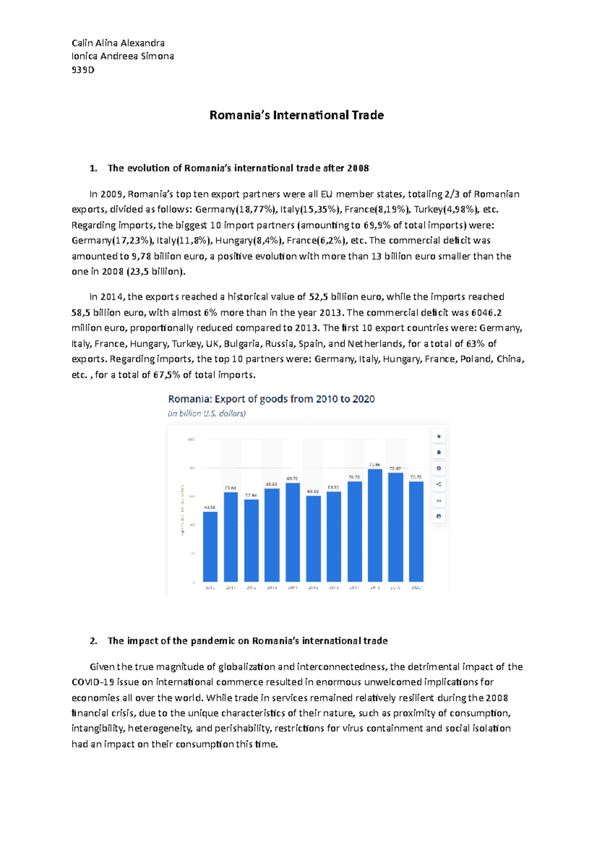 International Trade in Romania - Calin Alina Alexandra Ionica Andreea ...