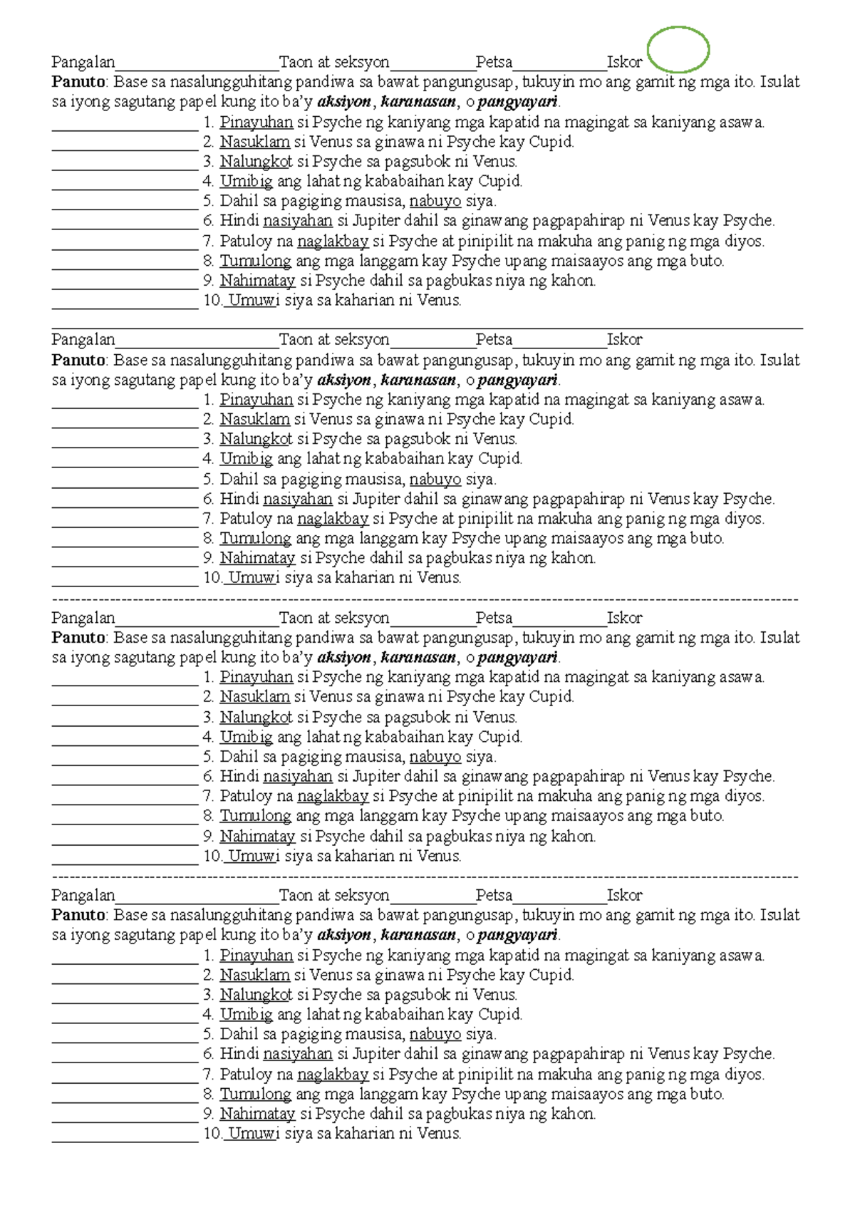 Gamit ng pandiwa-activtiy sheet - Pangalan___________________Taon at ...