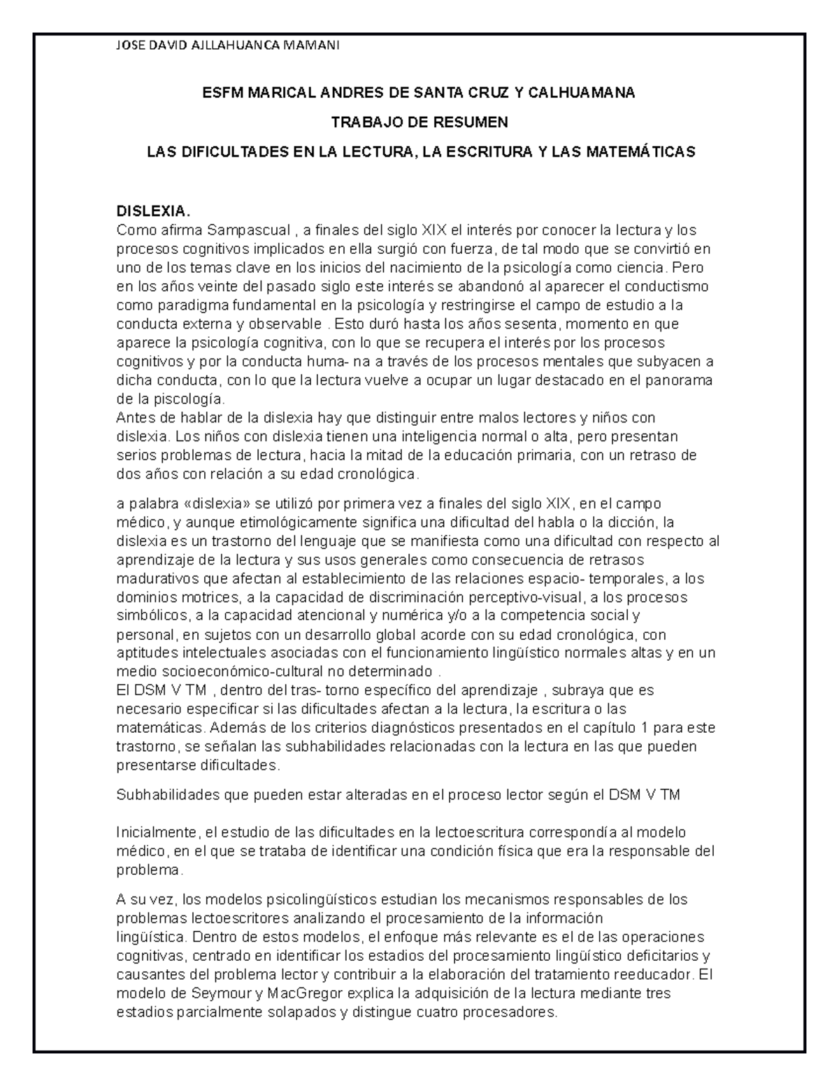 Trabajo DE Resumen - buebo - ESFM MARICAL ANDRES DE SANTA CRUZ Y ...