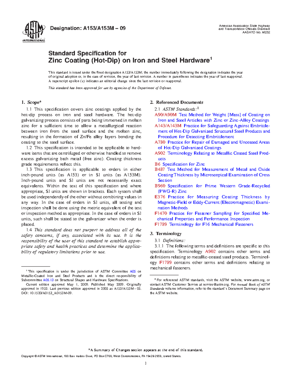Astm-a153-09 - Astm-a153-09 - Designation: A153/A153M – 09 American Association State Highway ...
