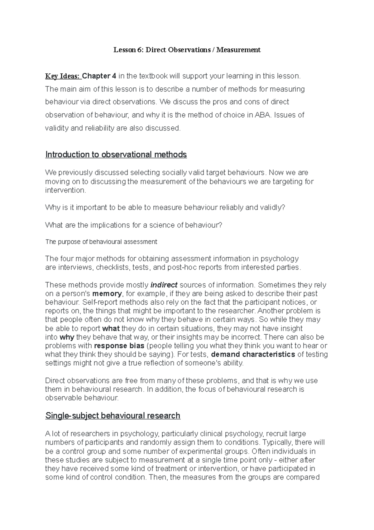 Lesson 6 - Direct Observation/Measurement - Lesson 6: Direct ...