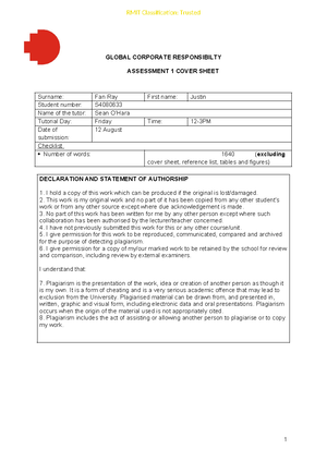 Assignment 1 Cover Sheet - RMIT Classification: Trusted Assignment ...