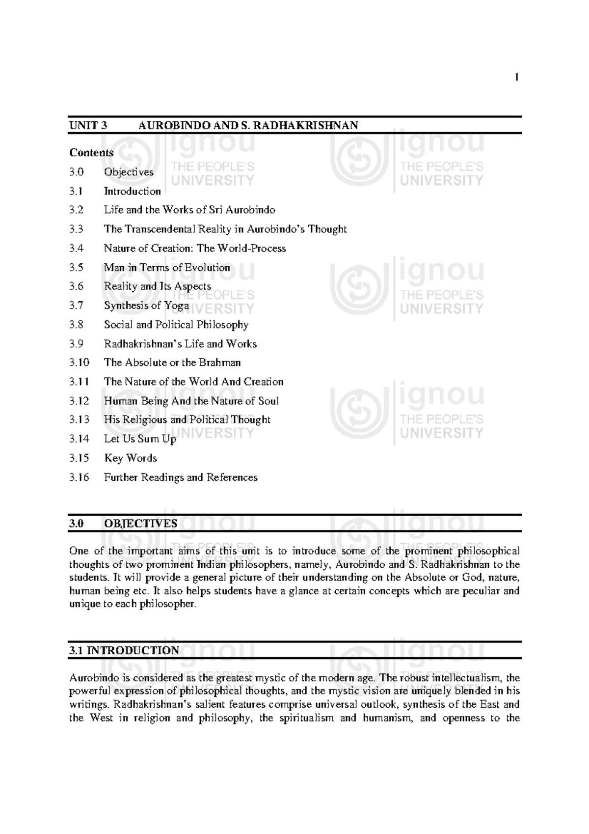 Unit-3 - contemporary Indian philosophy -unit -3 - UNIT 3 AUROBINDO AND ...