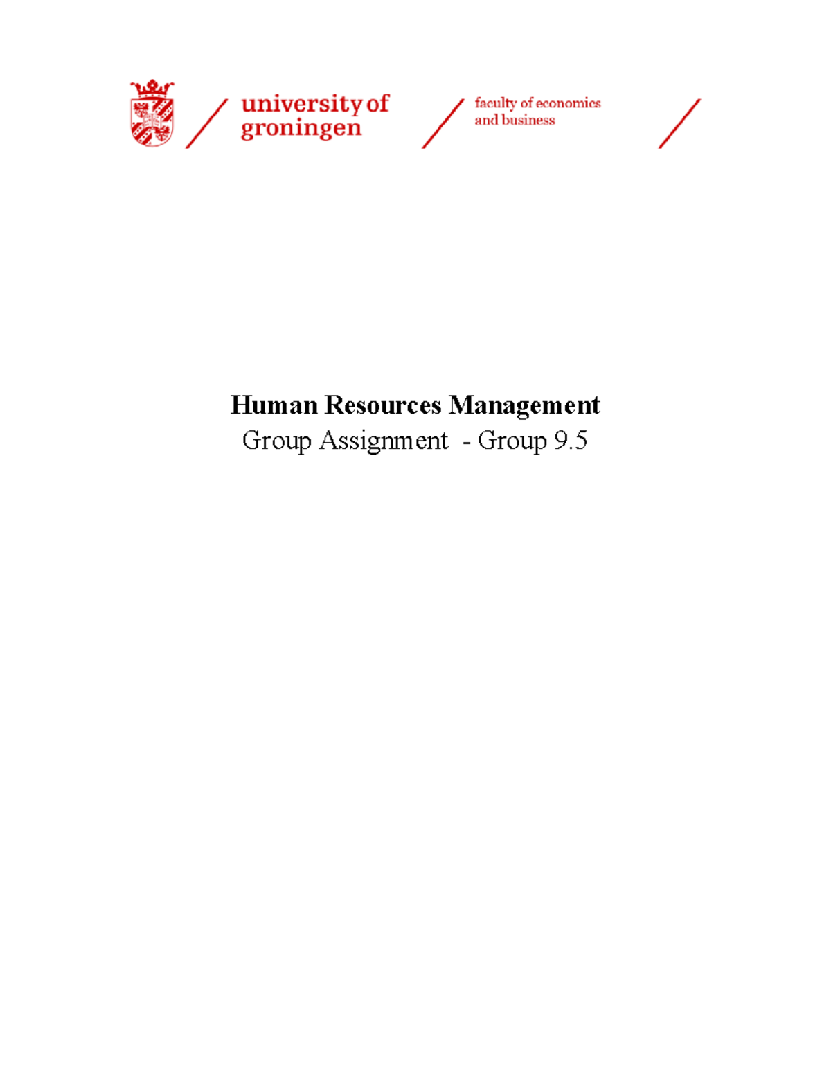 HRM Assignment Example - Human Resources Management Group Assignment - Group 9. Section I ...