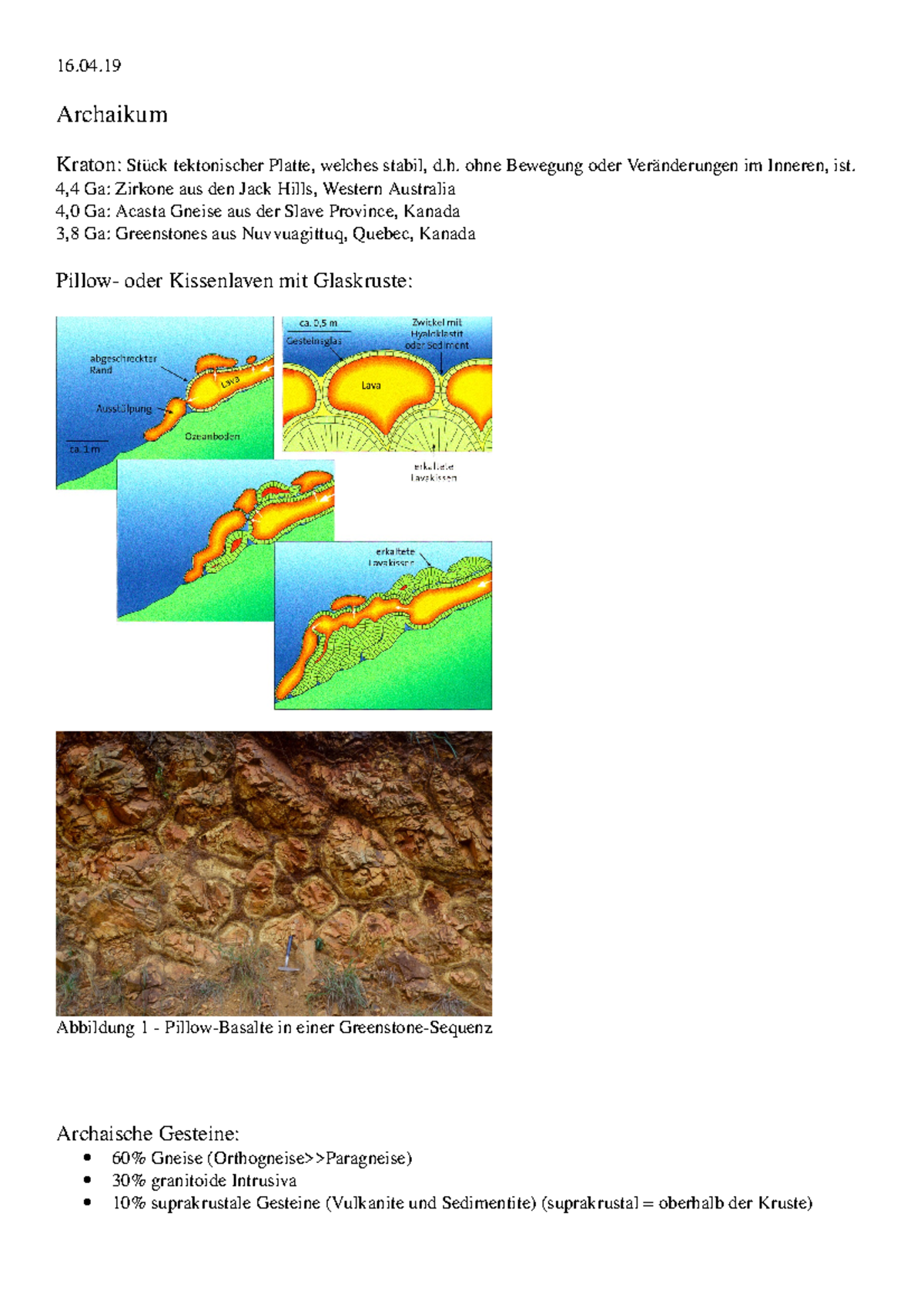 Erd- und Lebensgeschichte - 16.04 Archaikum Kraton: tektonischer Platte ...