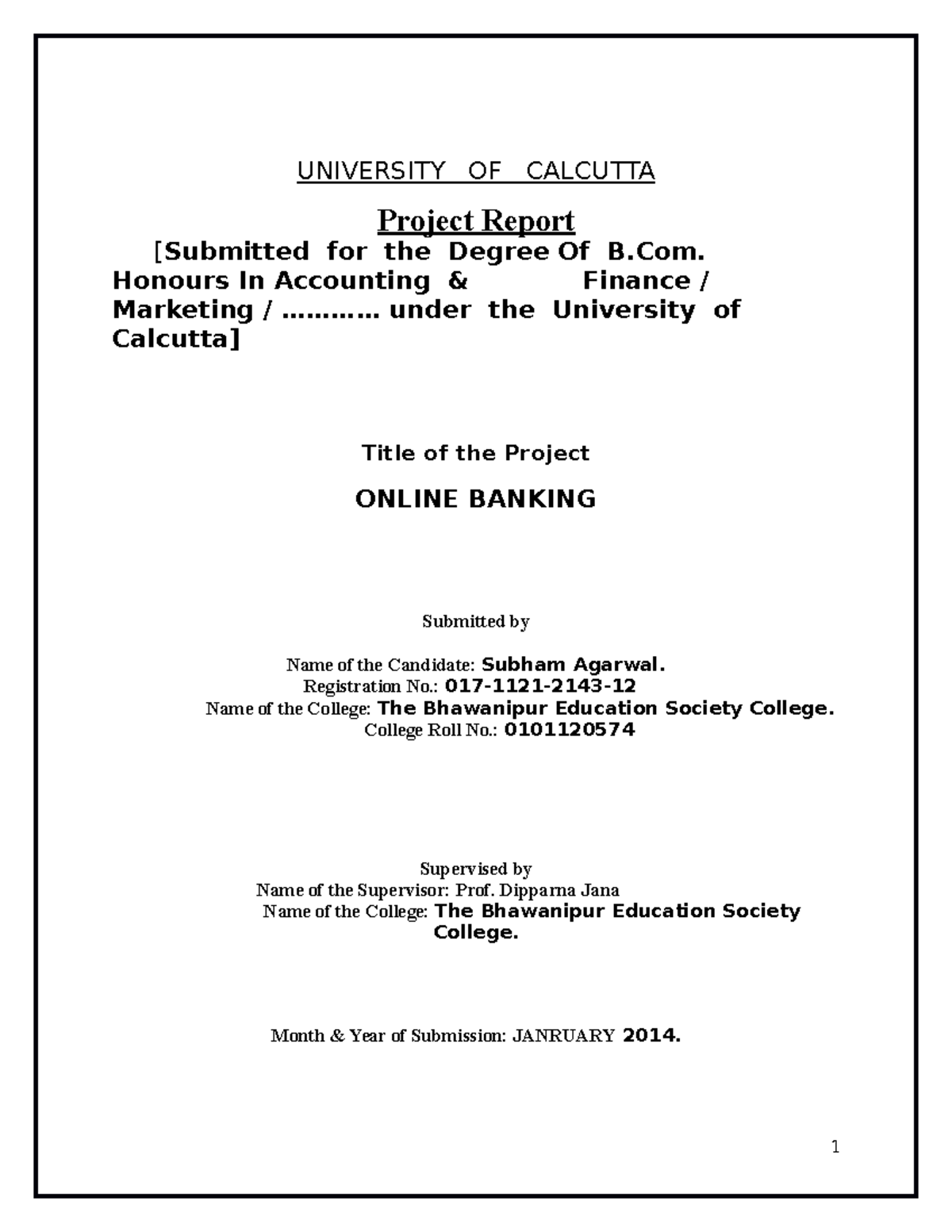 313773899 Commerce Project 3rd Year - UNIVERSITY OF CALCUTTA Project ...