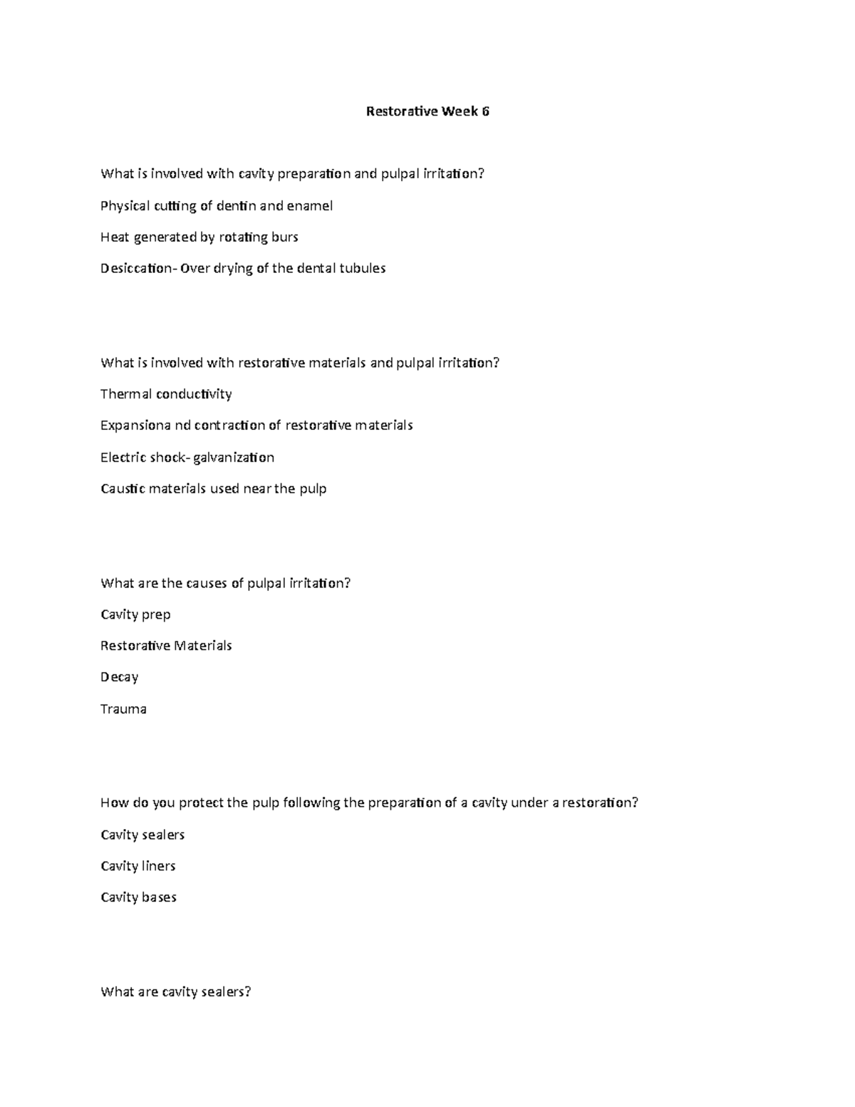 Restorative Week 6 - notes - Restorative Week 6 What is involved with ...