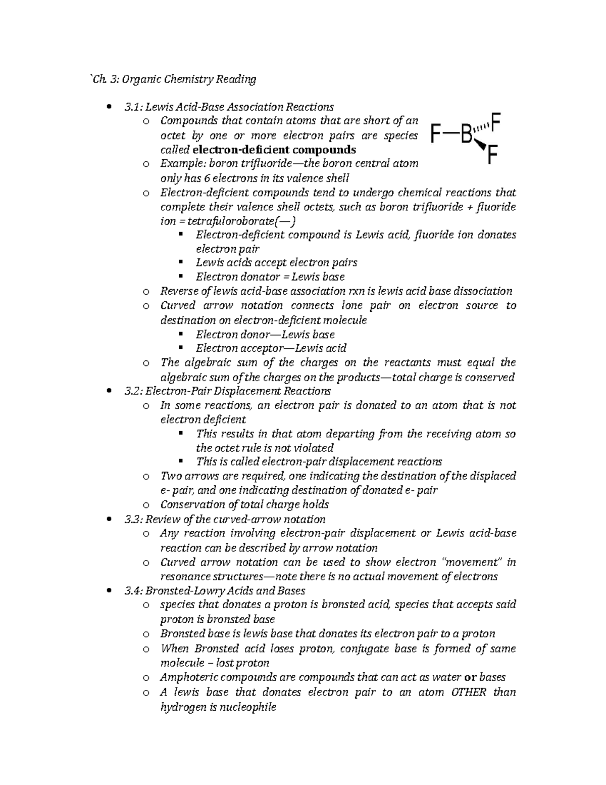 Chapter 3 Textbook Notes - `Ch. 3: Organic Chemistry Reading 3: Lewis ...