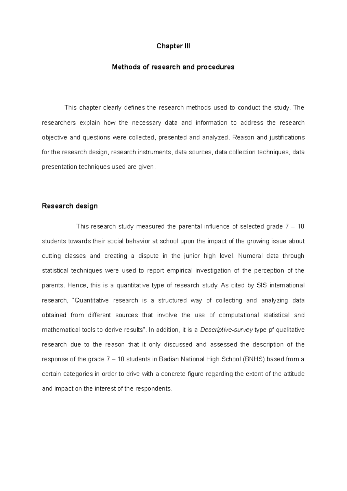 Pr1-chapter-3 - Chapter III Methods of research and procedures This ...