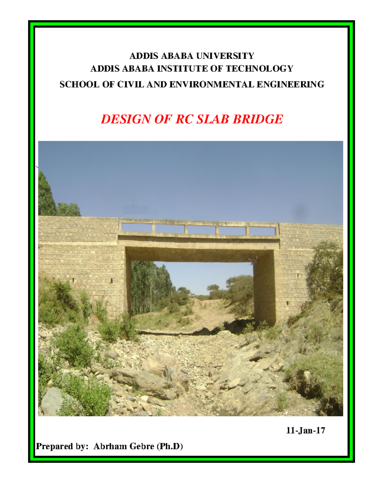 1. Cover Slab Bridge Jan 11 2017 - Geotechnical Engineering Design-2 ...