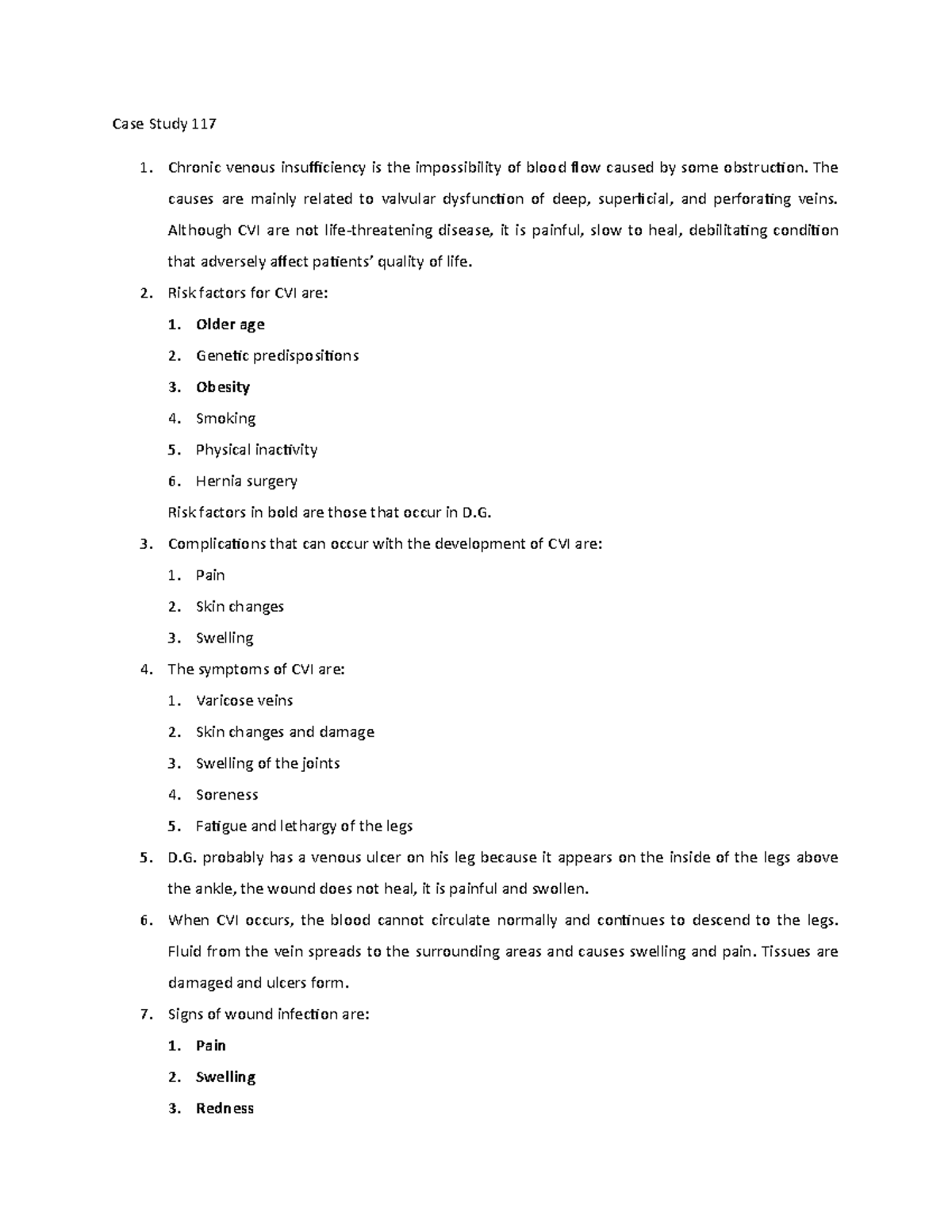 Case 117 - from critical reasoning textbook - Case Study 117 Chronic ...