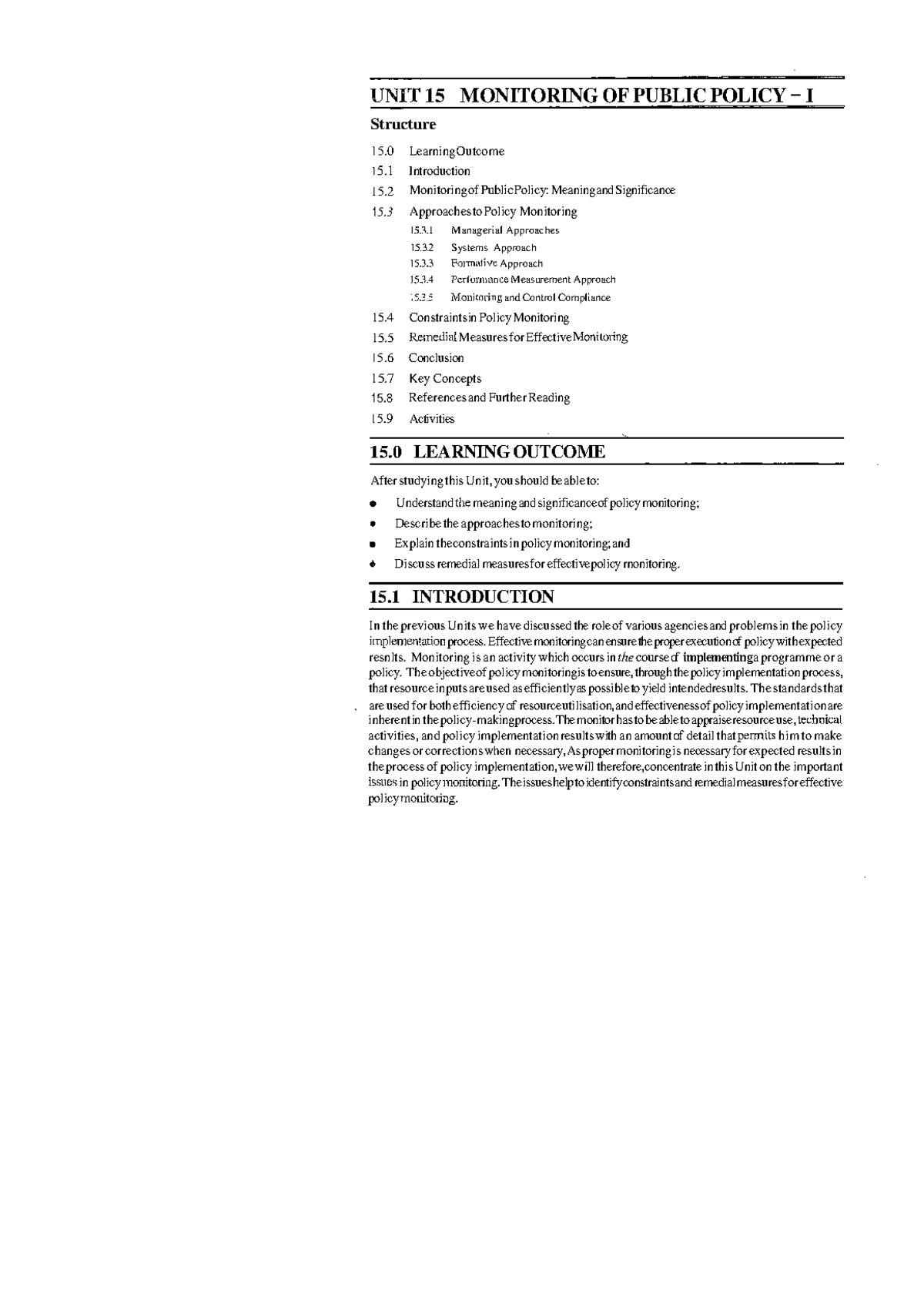 Monitoring Public Policy - UNIT 15 MONITORING OF PUBLIC POLICY - I ...