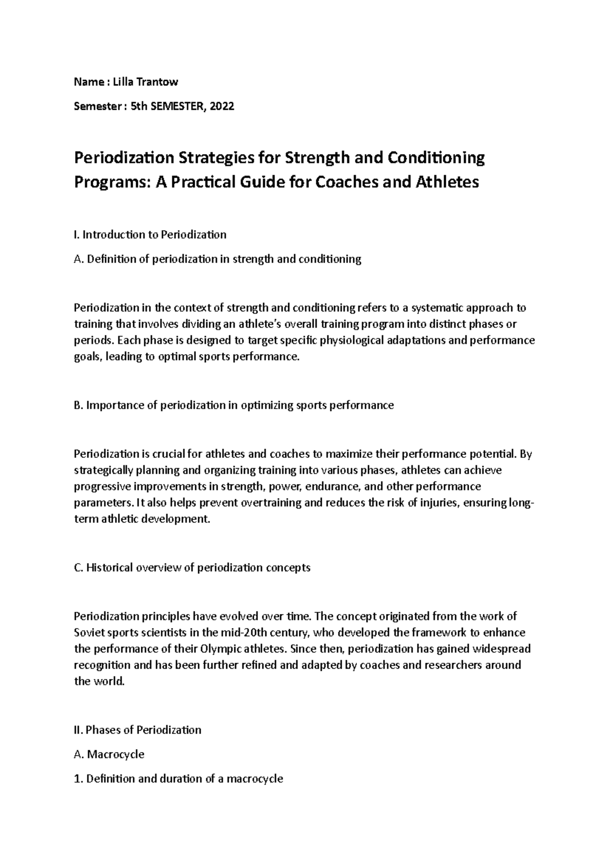 Periodization Strategies for Strength and Conditioning Programs A ...
