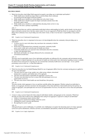 Chapter 5 - Test bank - Chapter 5: Global Health Chapter 5: Global ...