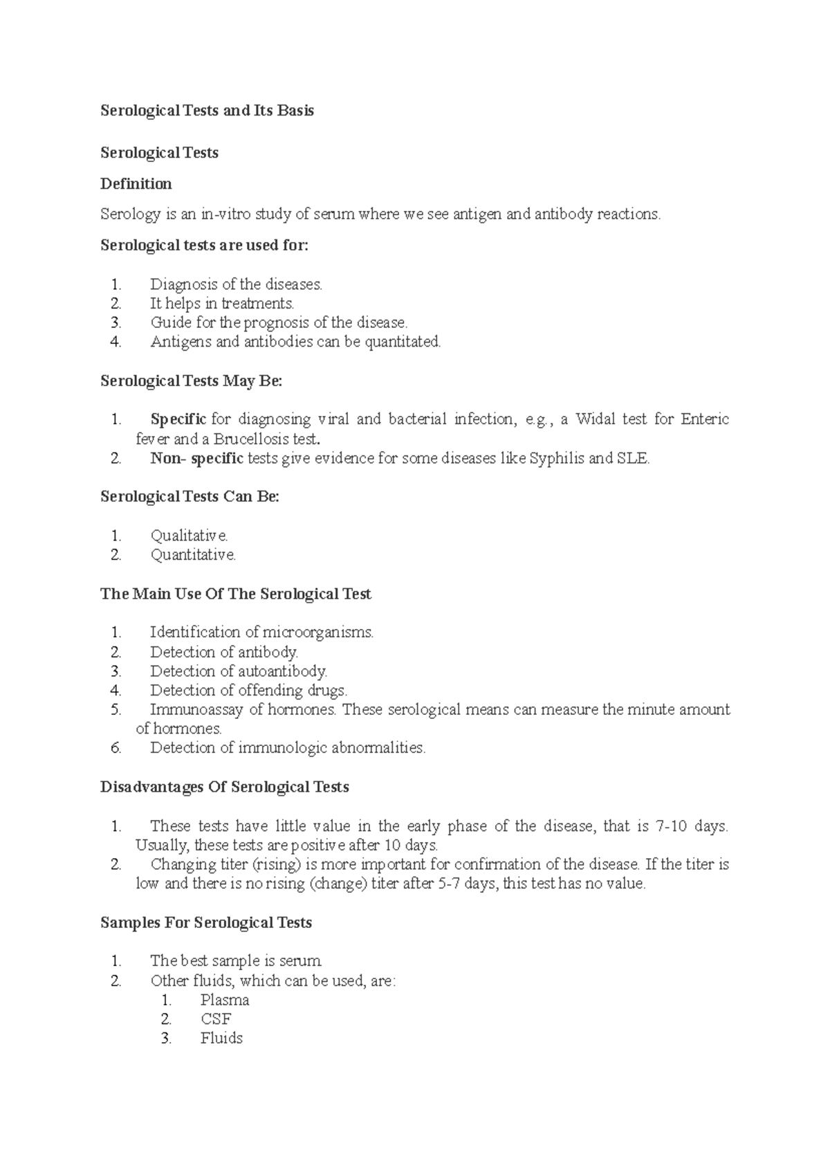 Serology basics - Serological Tests and Its Basis Serological Tests ...