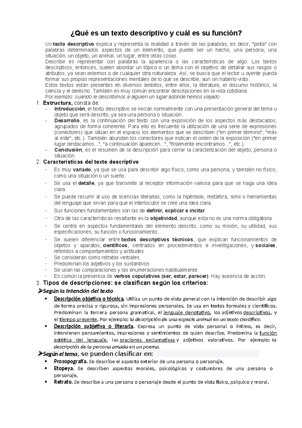 El texto descriptivo y tipos - ¿Qué es un texto descriptivo y cuál es ...