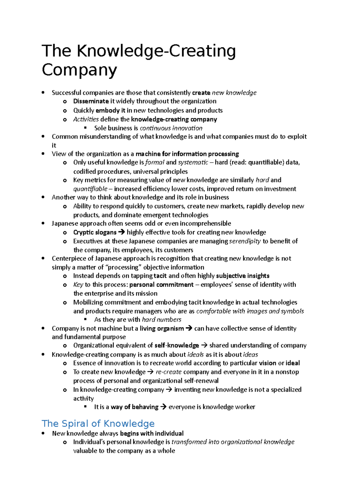 Nonaka (2007 ). The knowledge-creating company - The Knowledge-Creating ...