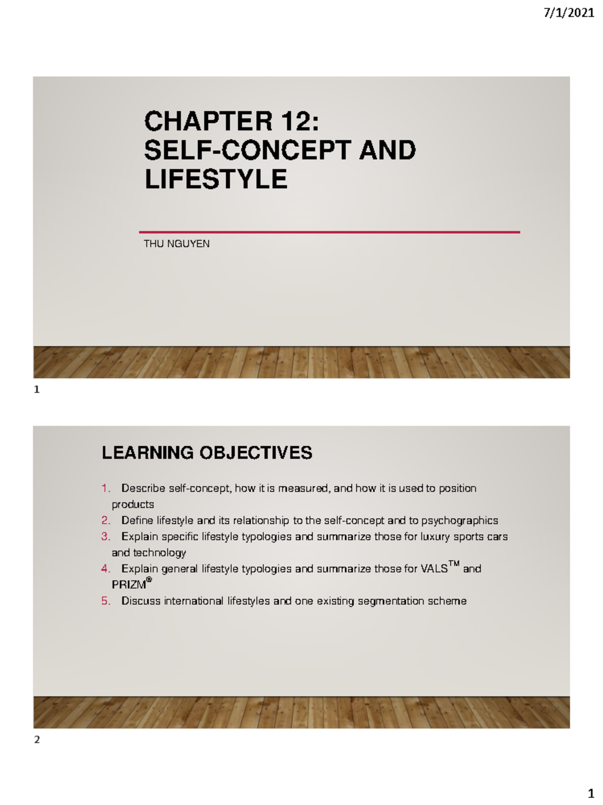 Chap 12 - ádfasd - CHAPTER 12: SELF-CONCEPT AND LIFESTYLE THU NGUYEN ...