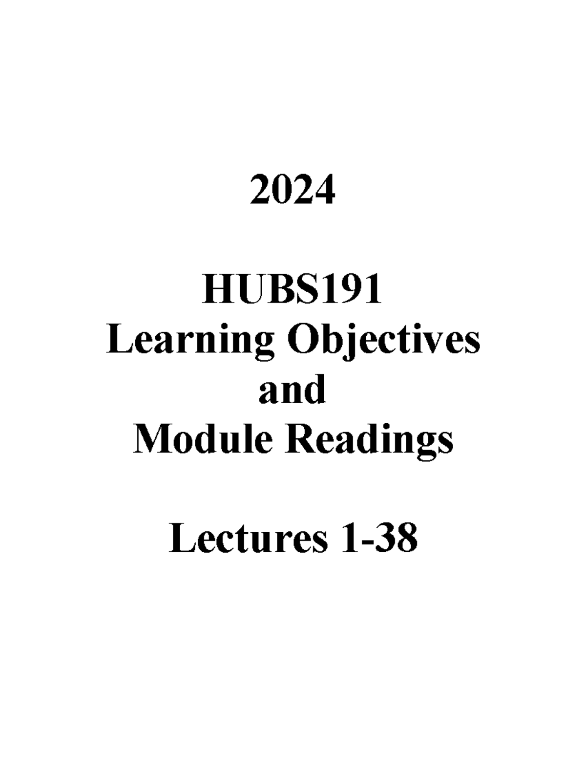 Hubs learn objec print - 2024 HUBS Learning Objectives and Module ...