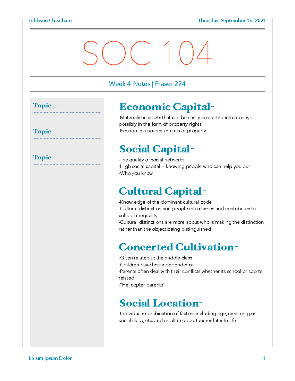 Week 4 - SOC 104 - Chapter 4 Intro to Soc - Addison Cheatham Thursday ...