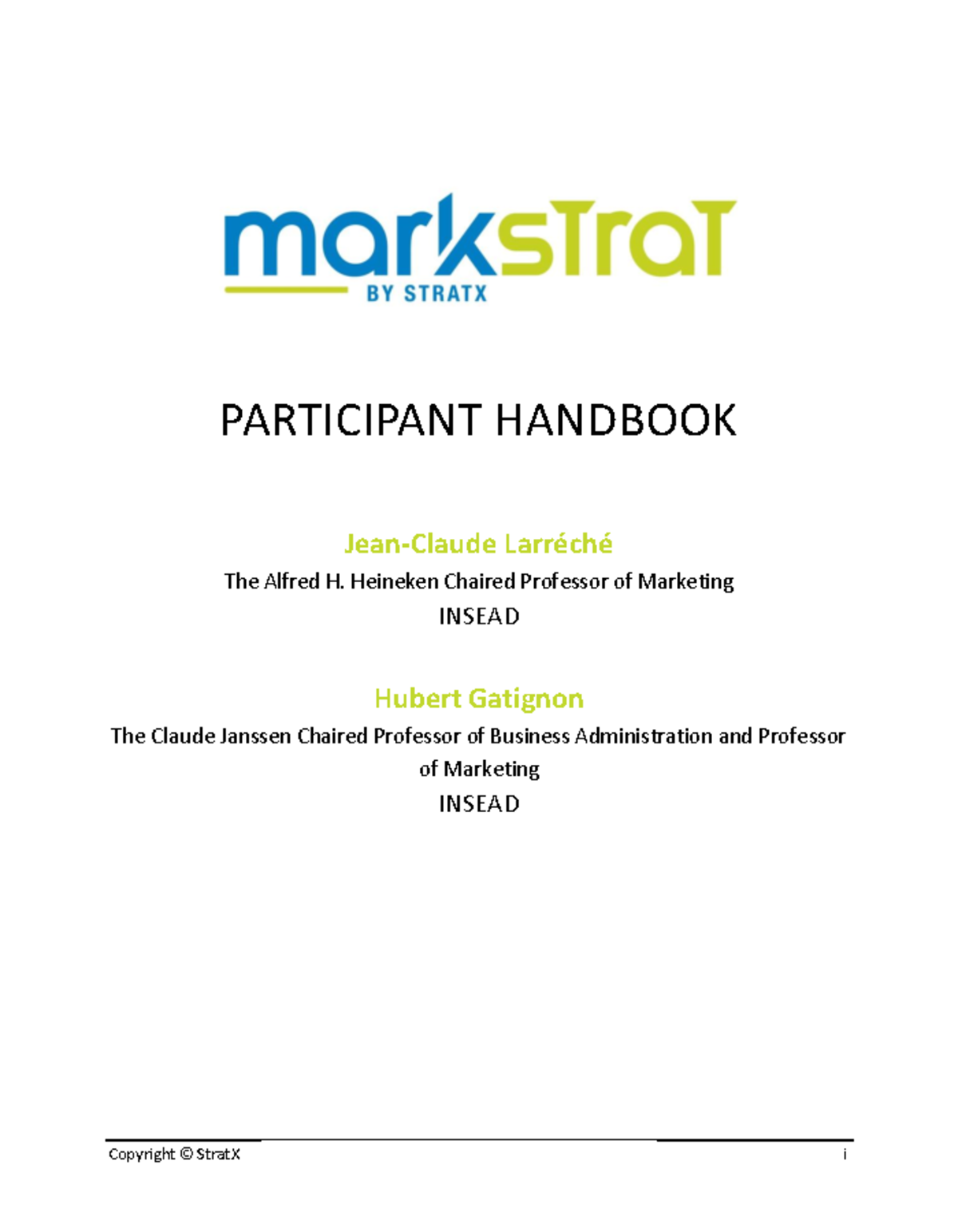 Participant Handbook - Copyright © StratX 2016-07-11 i PARTICIPANT ...