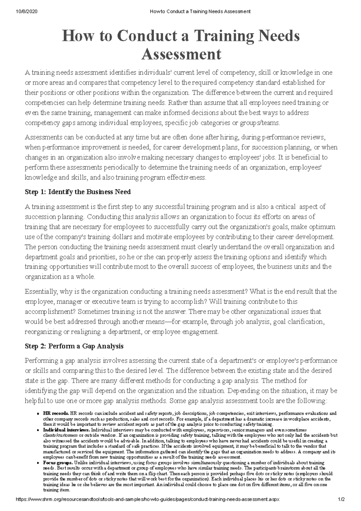 How To Conduct A Training Needs Assessment 10 8 2020 How To Conduct A how-to-conduct-a-training-needs-assessment-10-8-2020-how-to-conduct-a