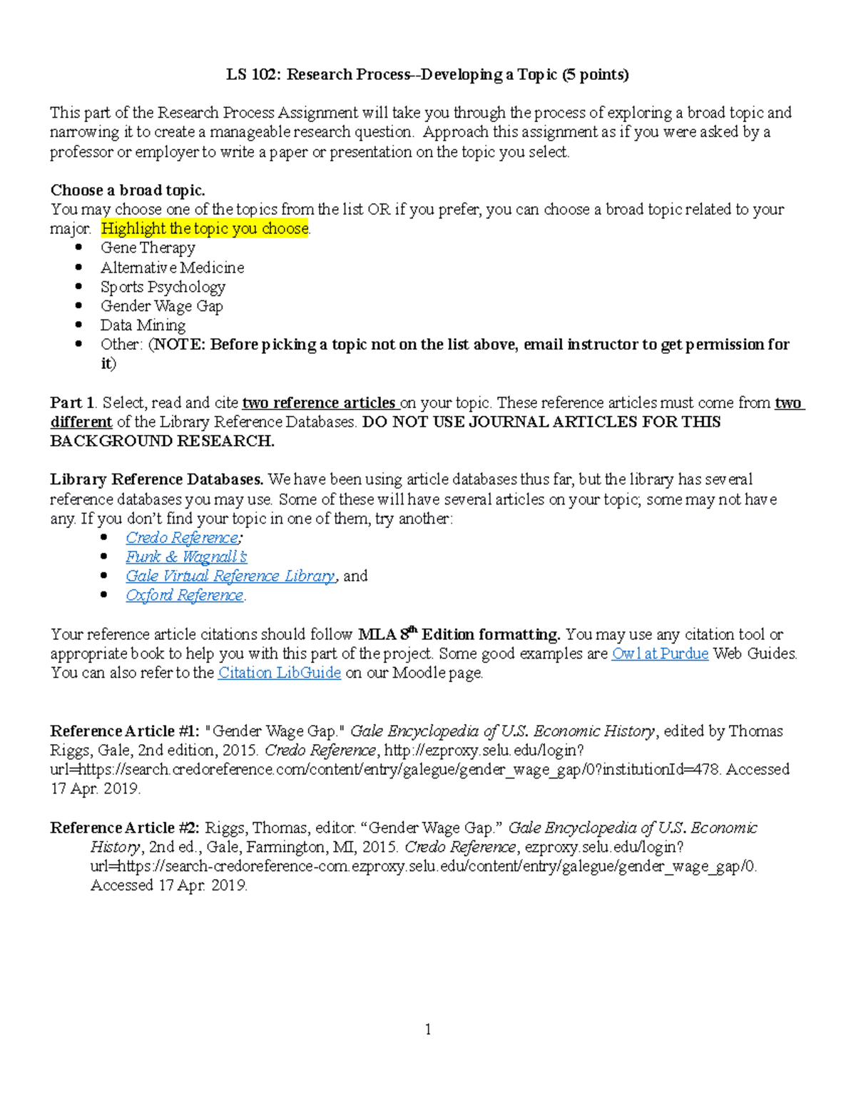 Assignment 9 LS102NT-4-REV - LS 102: Research a Topic (5 points) This part of the Research ...