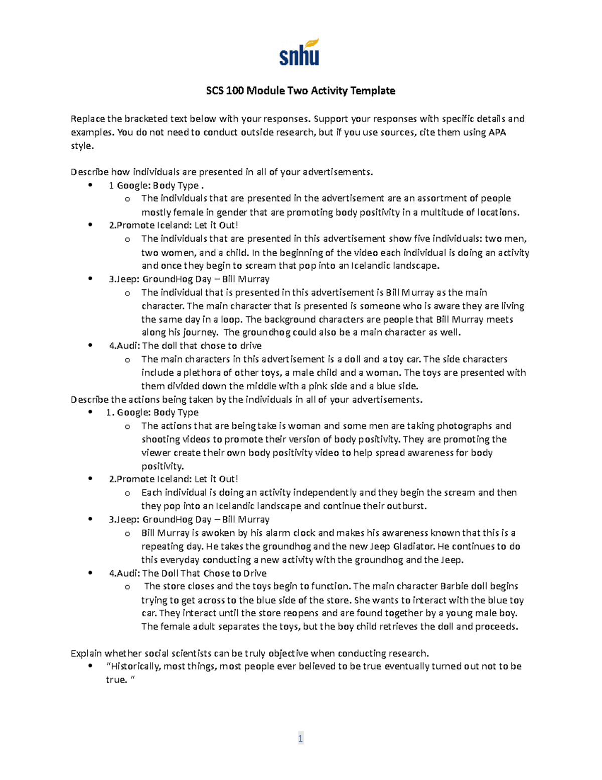 SCS 100 Module Two Activity Template - SCS 100 Module Two Activity ...