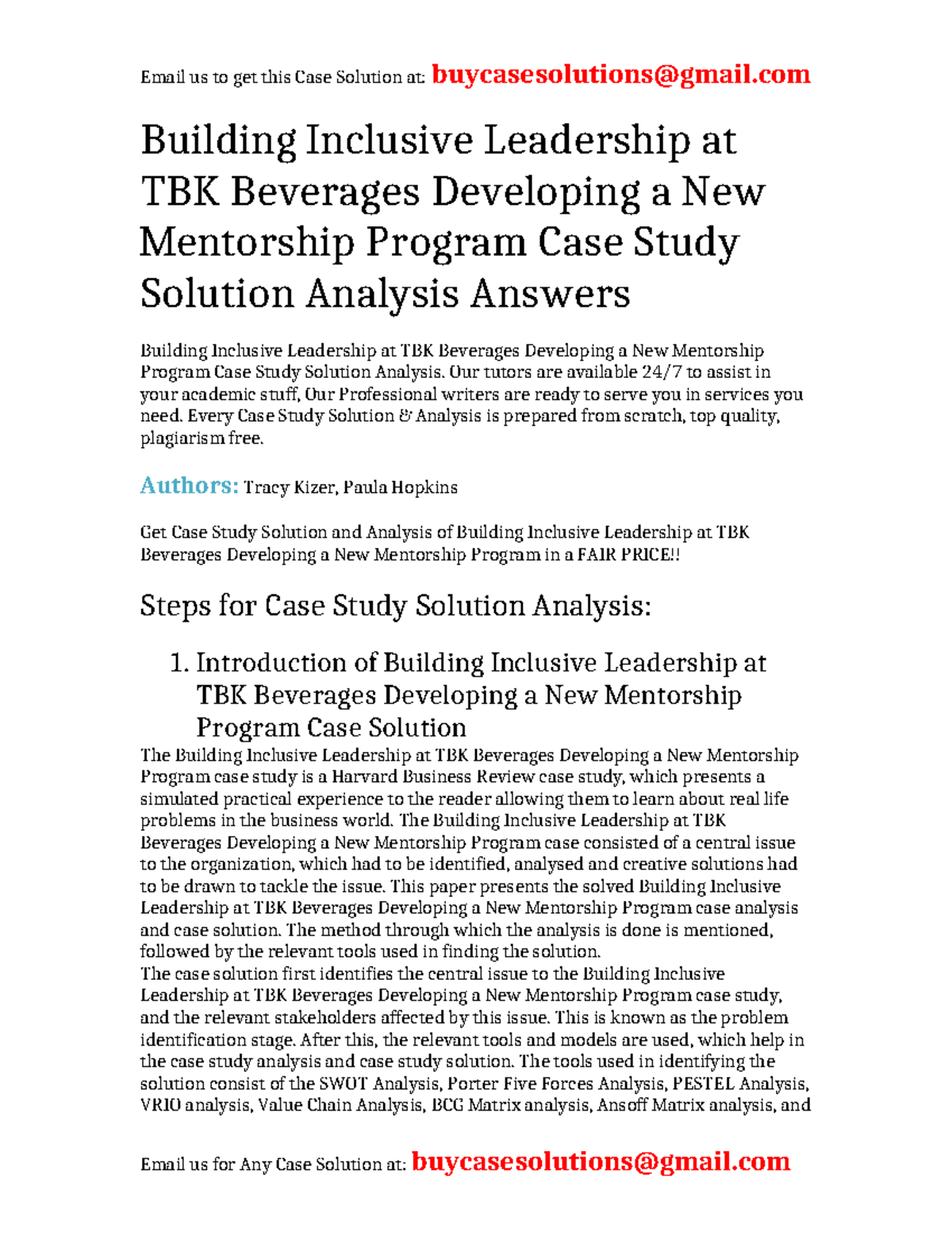 Solution Building Inclusive Leadership at TBK Beverages Developing a ...