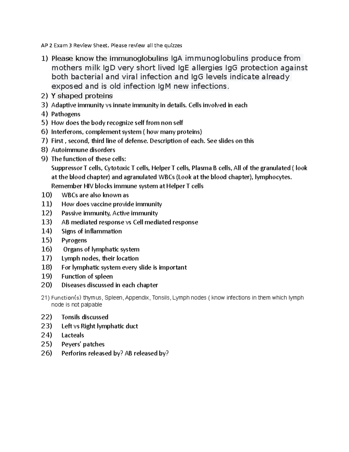 Ap2 exam 3 review questions Spring 2022 - AP 2 Exam 3 Review Sheet ...