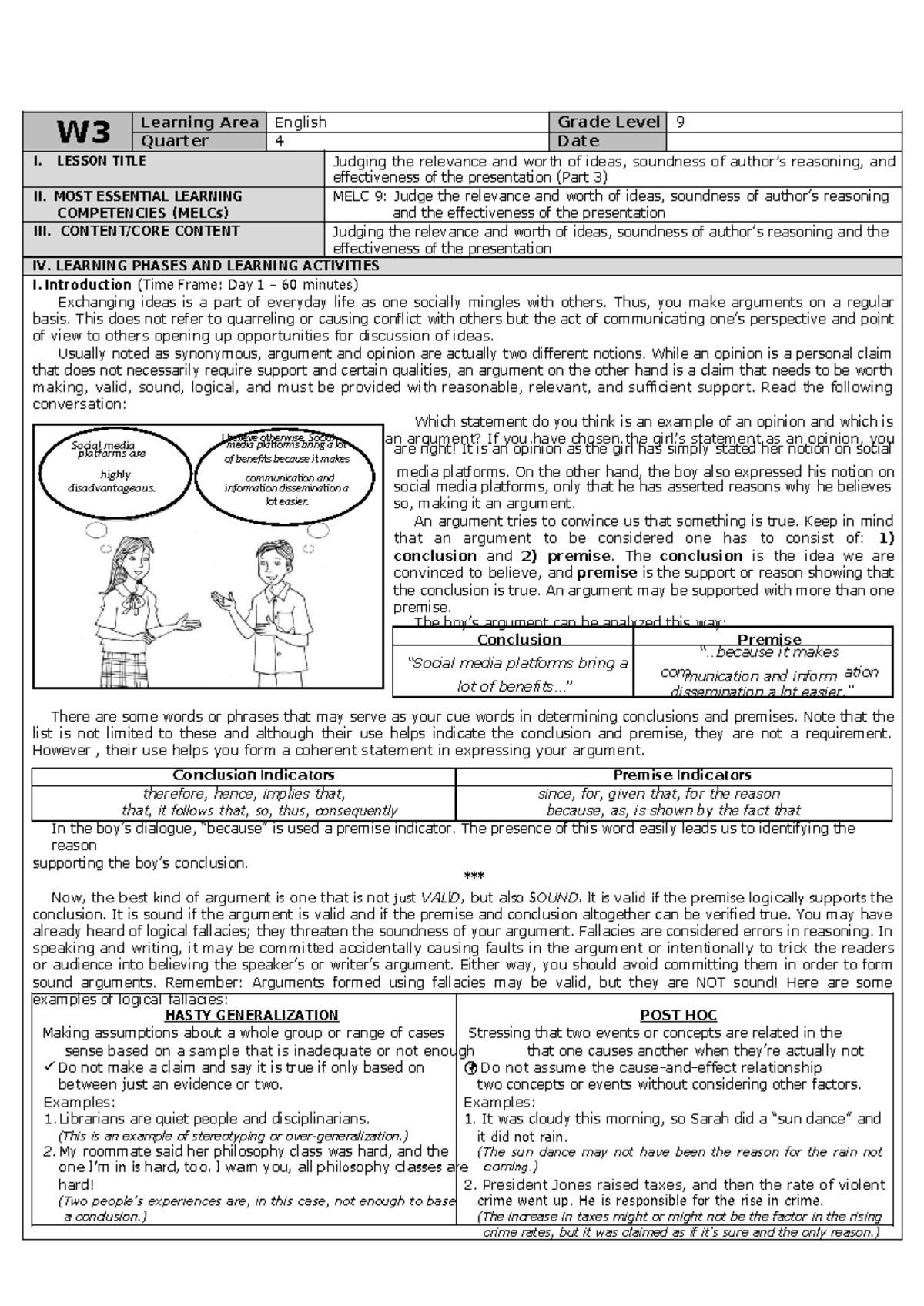Q4 English 9 Week3 - W Learning Area English Grade Level 9 Quarter 4 ...