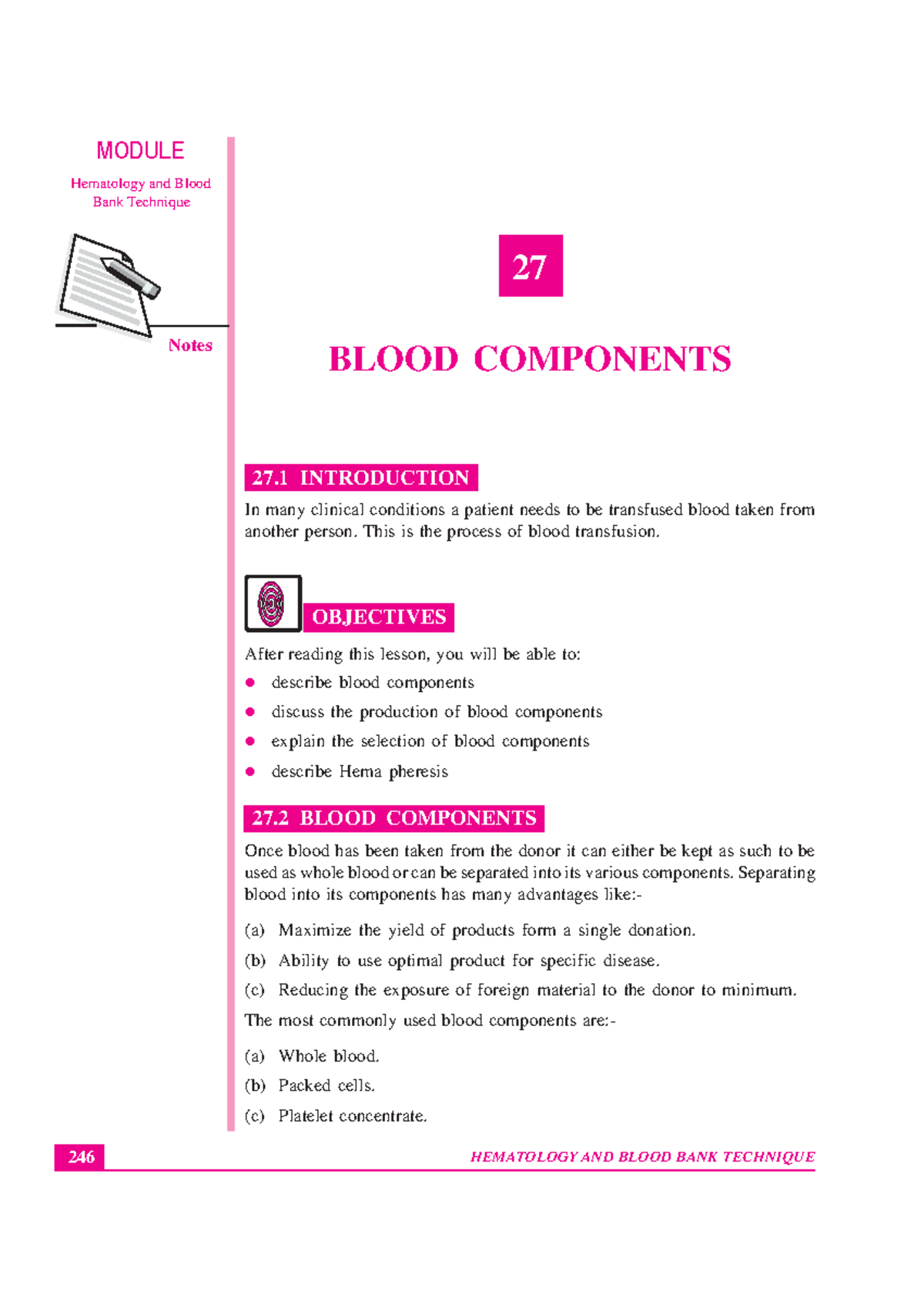 Blood components - MODULE Blood Components Hematology and Blood Bank ...