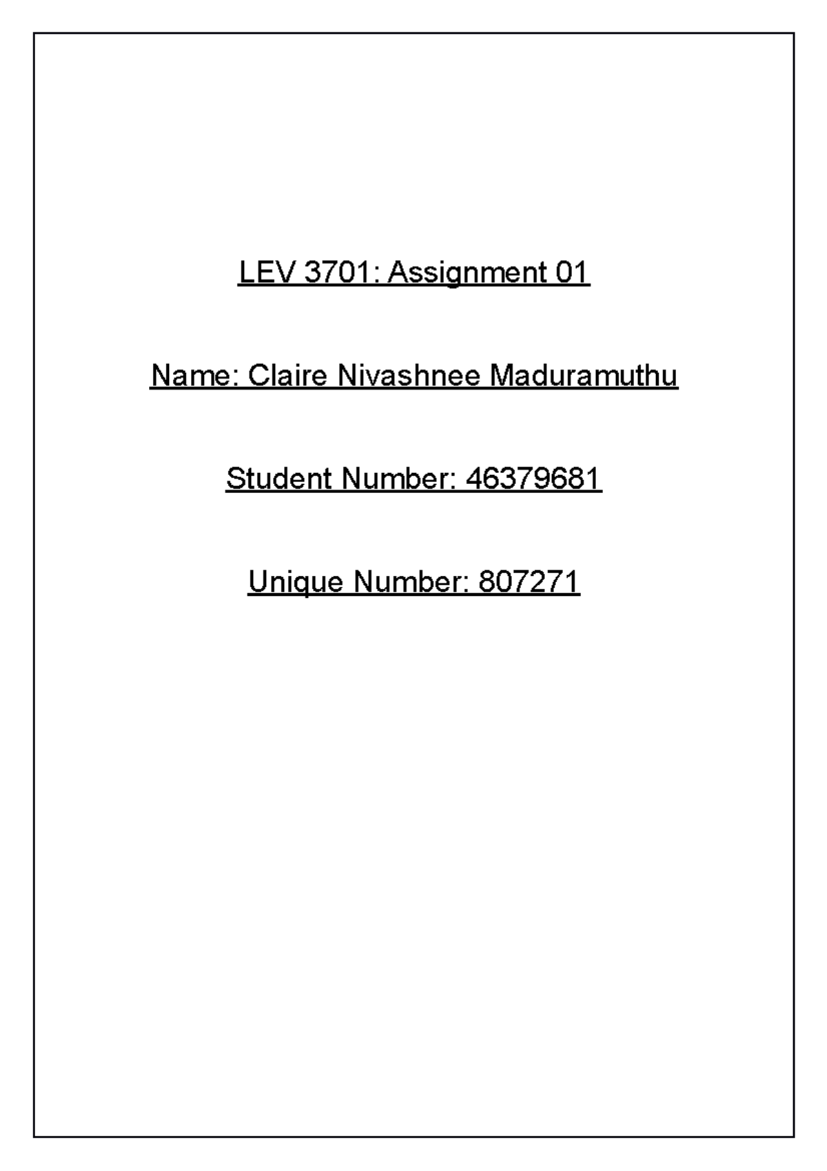 LEV 3701-Assignment one-compulsory-super semester - LEV 3701 - Unisa ...