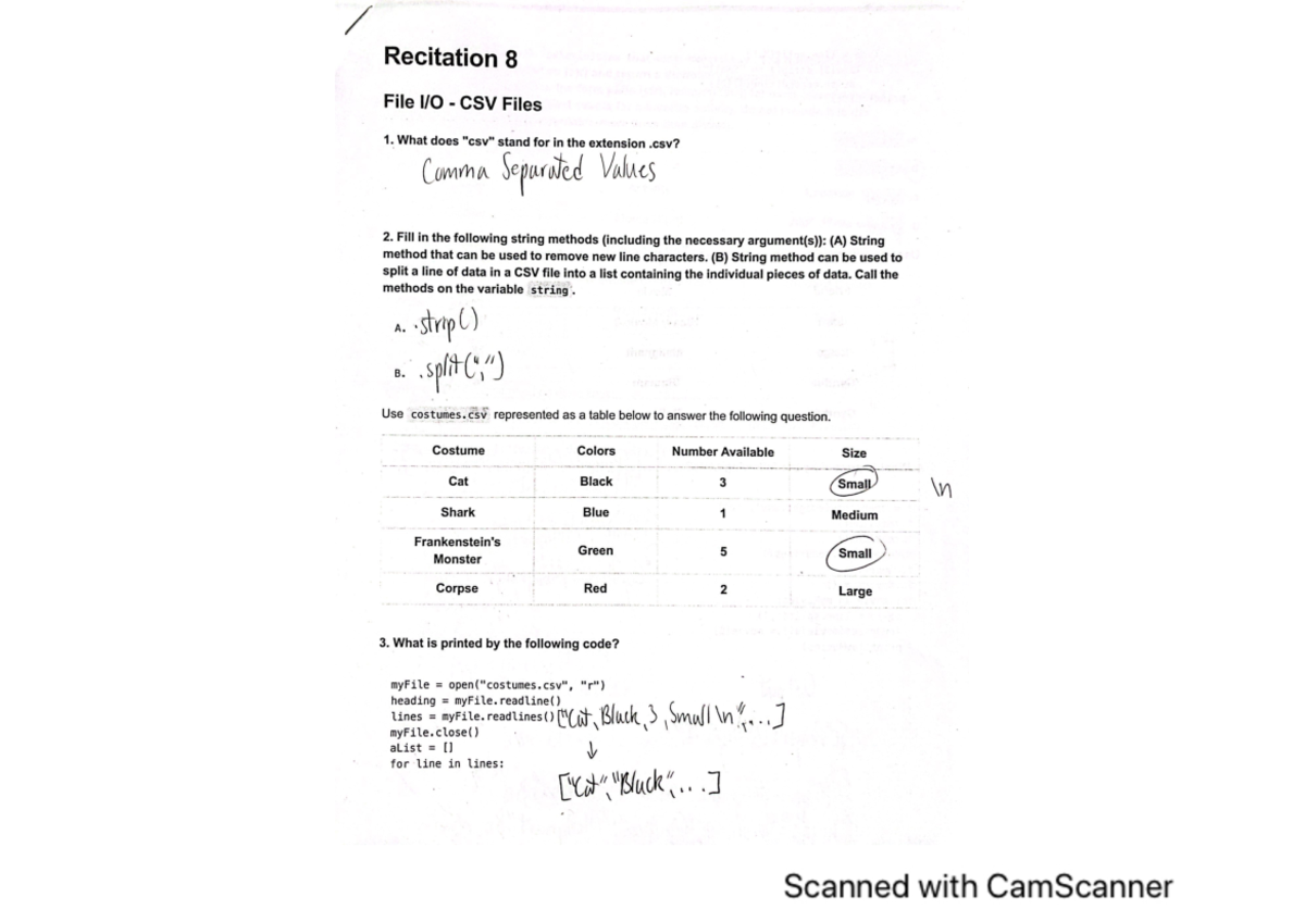 Recitation- CSV files 1 - CS 1301 - Studocu