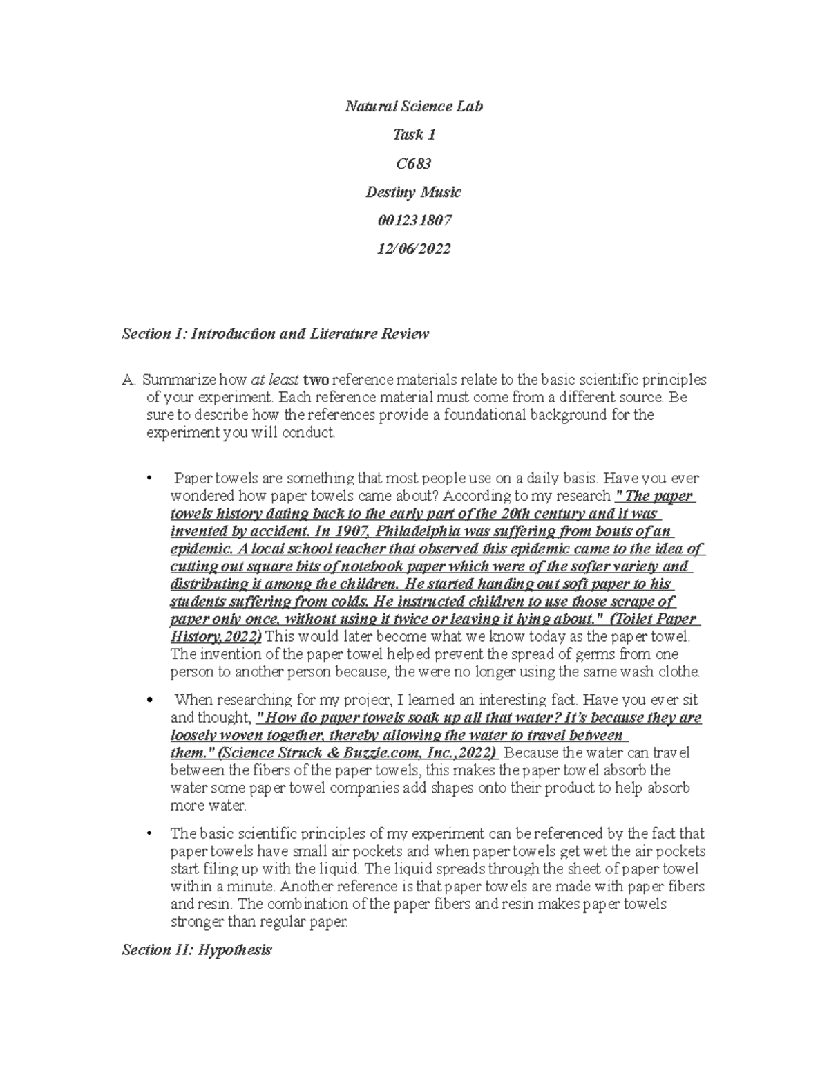 Science task redo - this is the assignment that i had tp redo ...