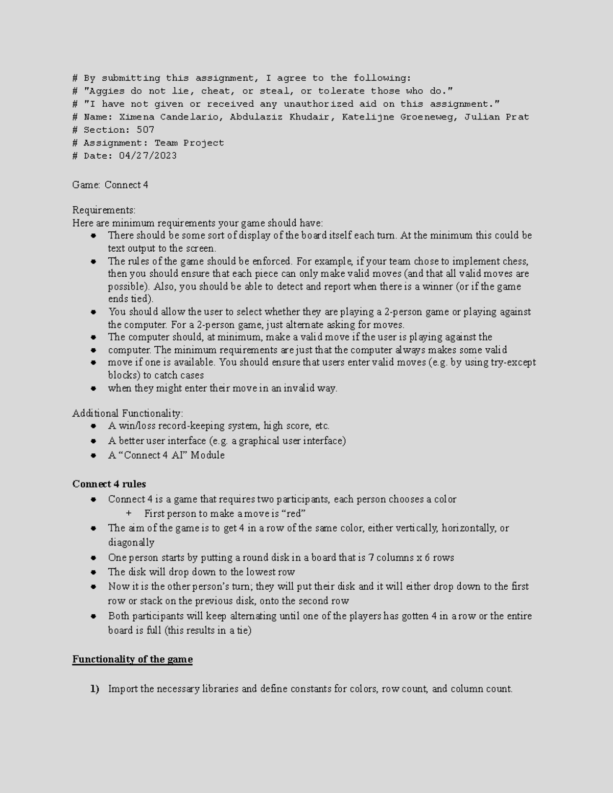 ENGR 102 - Team Project Presentation - By submitting this assignment, I agree to the following ...