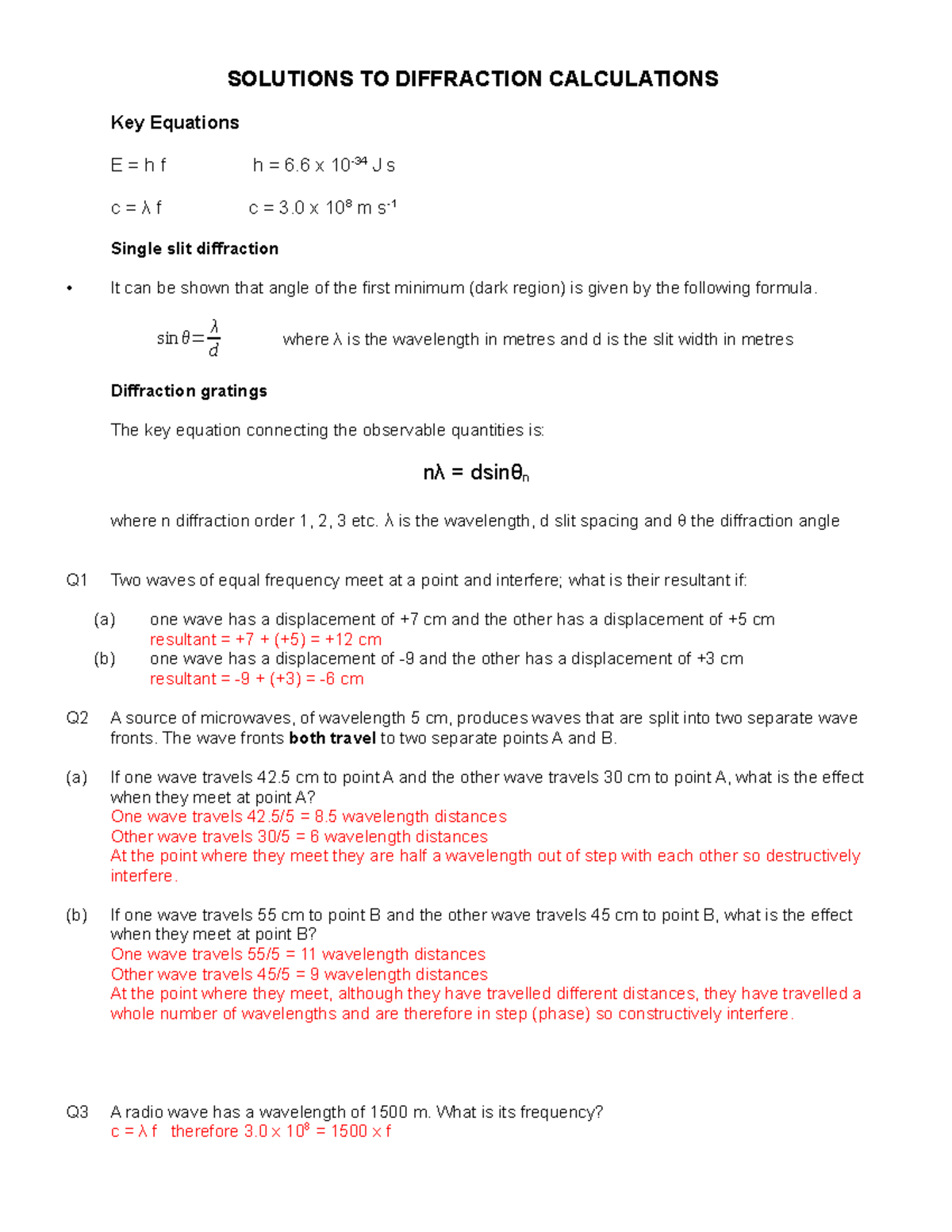 Unit 4 - Wave Calculations 3 Solutions - SOLUTIONS TO DIFFRACTION ...