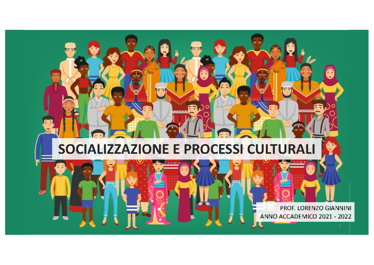 01. introduzione alla sociologia - SOCIALIZZAZIONE E PROCESSI CULTURALI ...