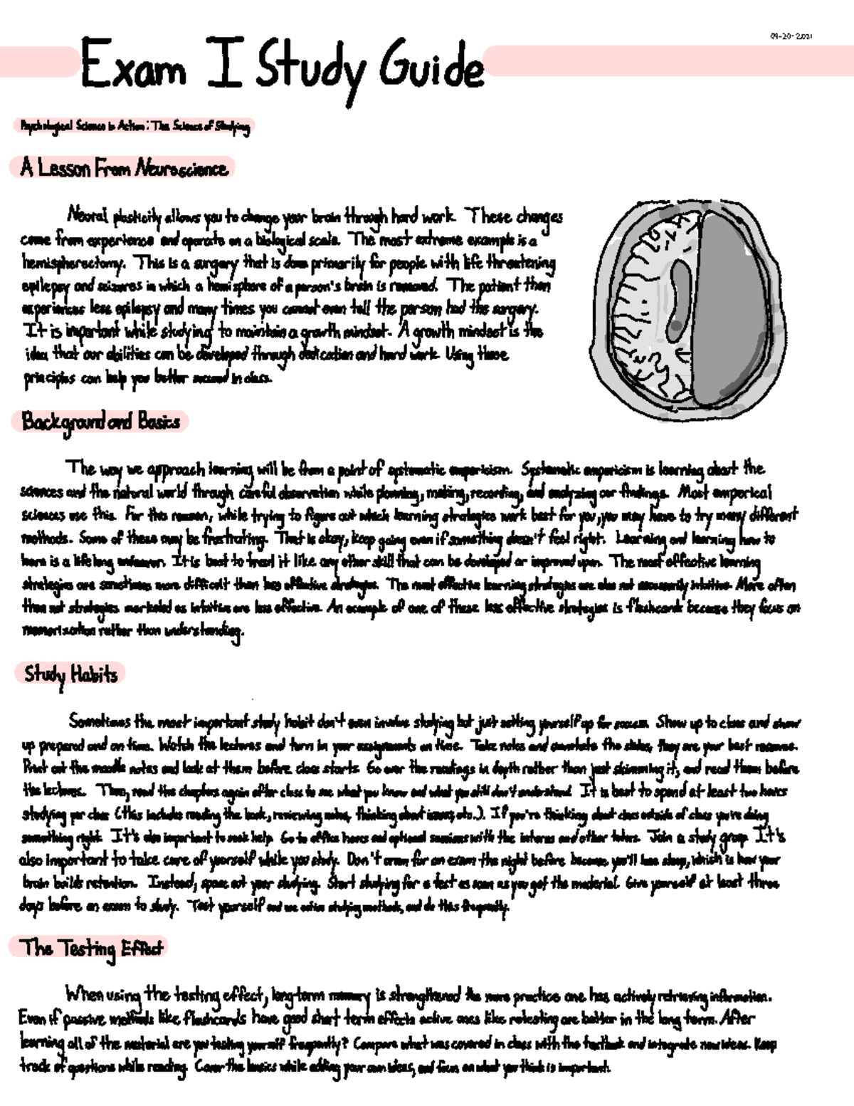 Exam 1 Study Guide - Handwritten Notes - Exam I study Guide ...