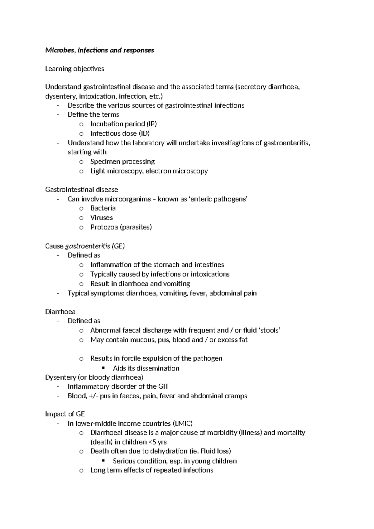 Microbes, infection and responses - Microbes, infections and responses ...