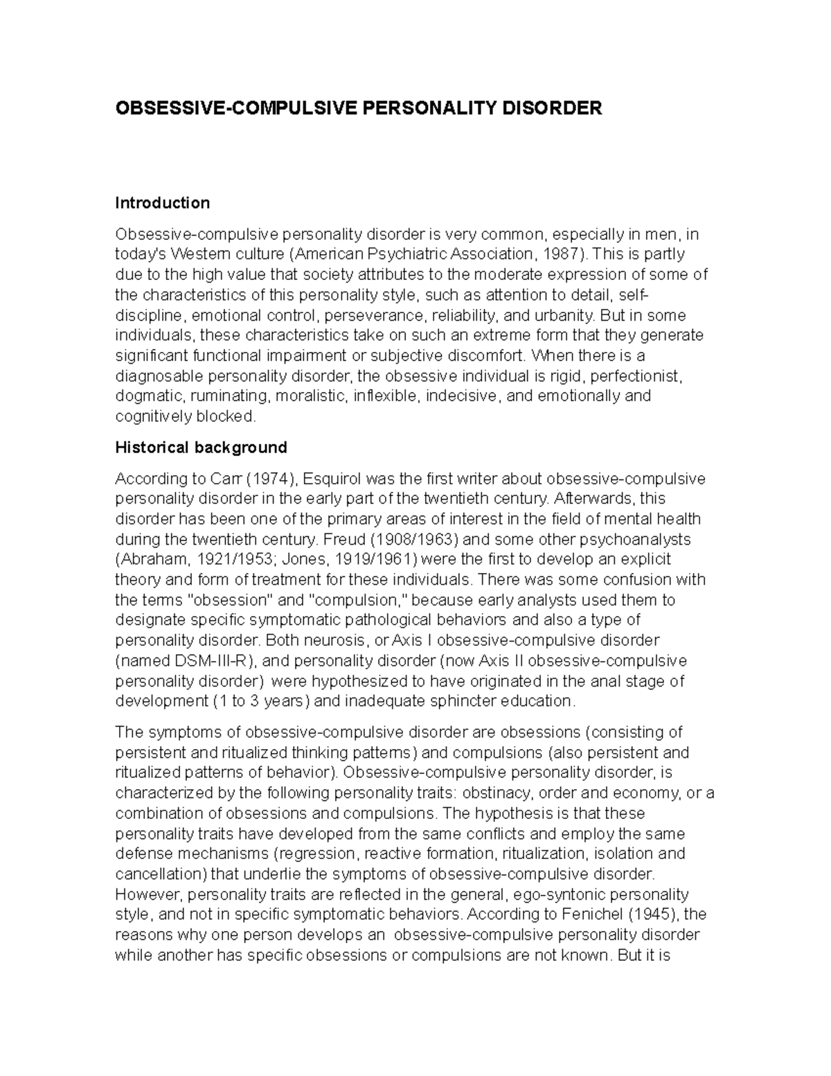 Obsessive-compulsive personality disorder - OBSESSIVE-COMPULSIVE ...